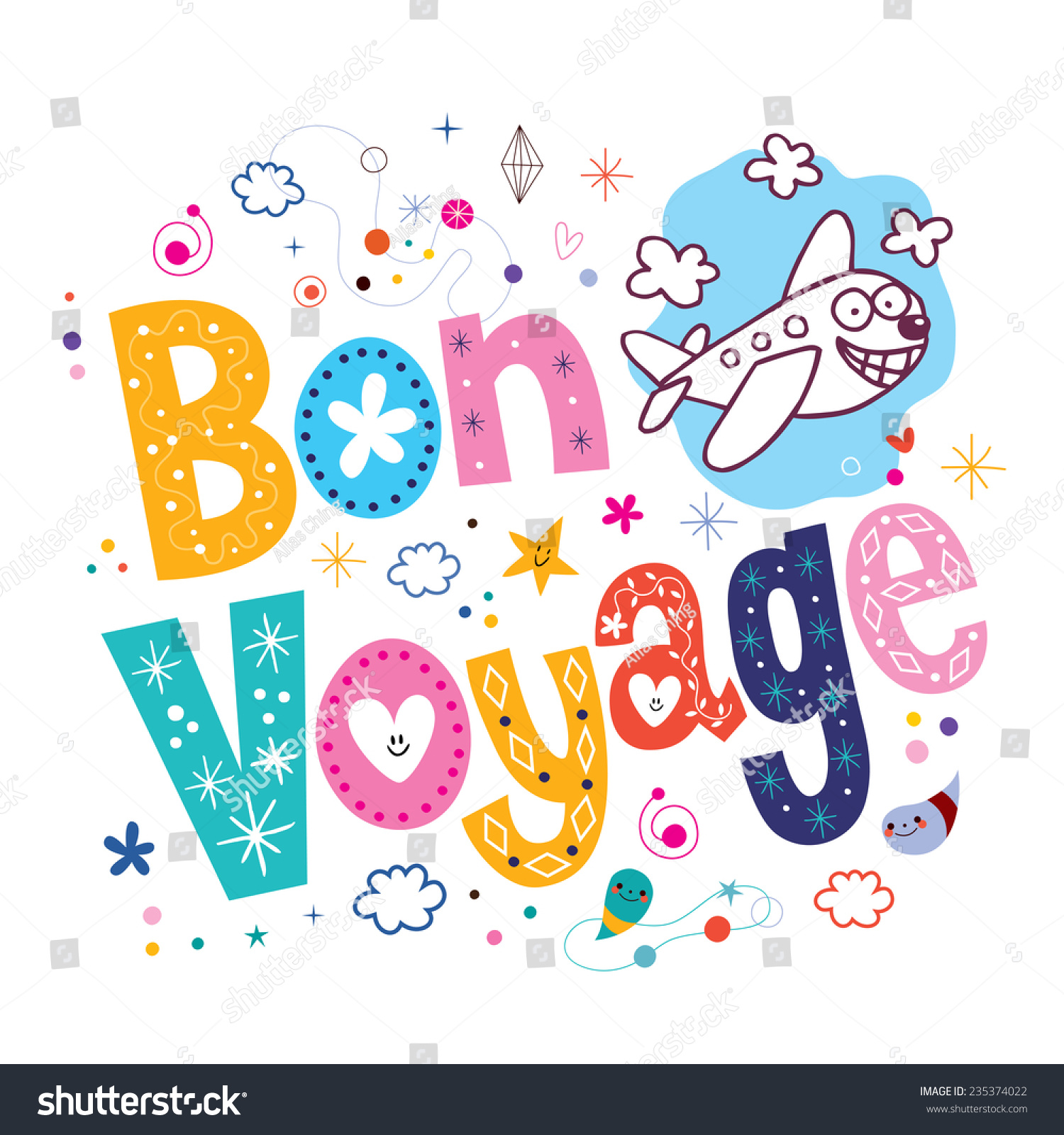Bon Voyage : image vectorielle de stock (libre de droits) 235374022 ...