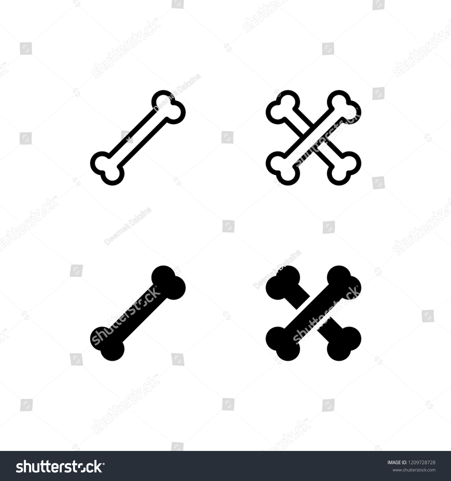 Bone Icon Logo Vector Symbol Crossbone Stock Vector (Royalty Free ...
