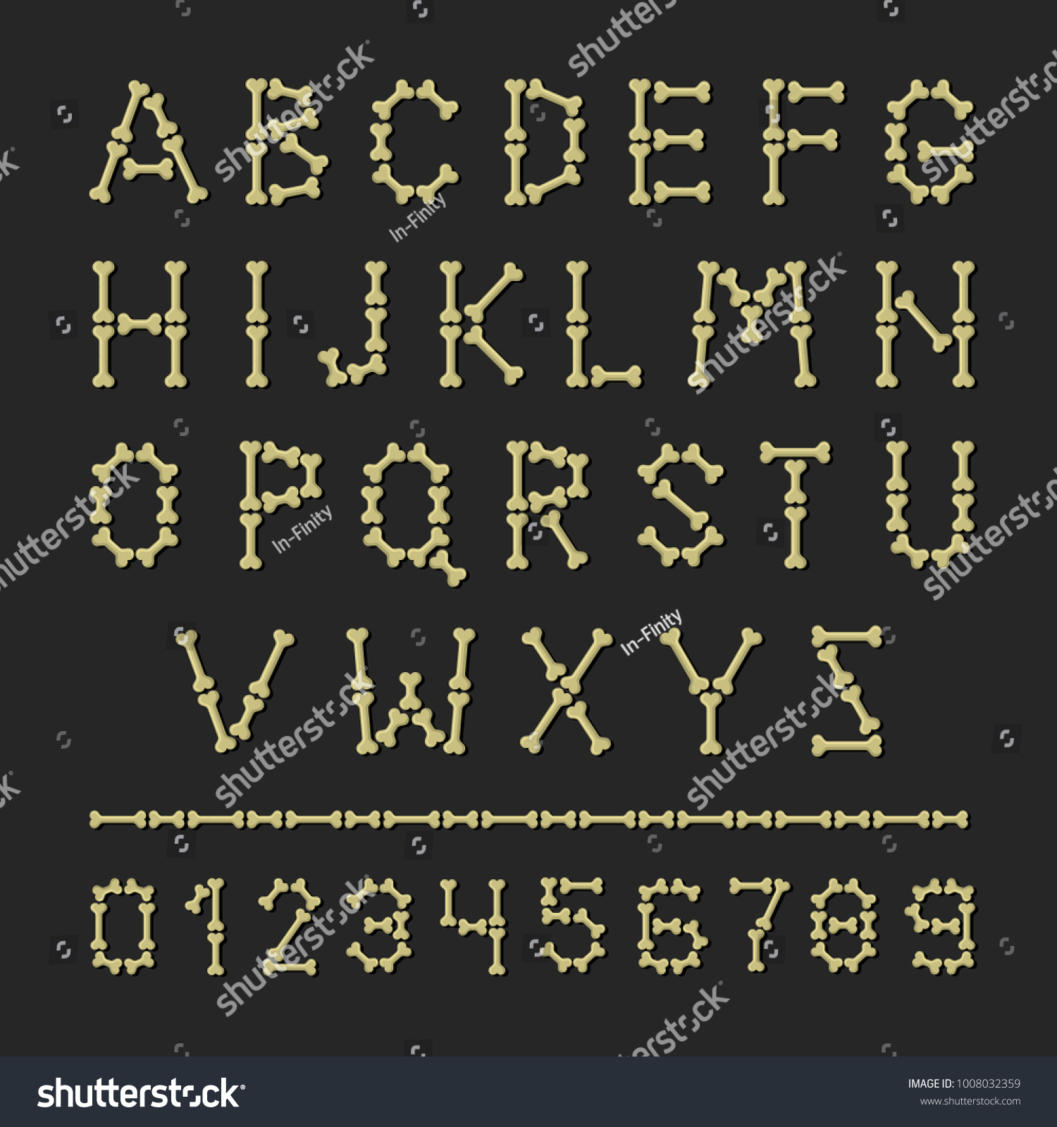 Bones Alphabet Abc Letters Numbers Set Stock Vector (Royalty Free ...