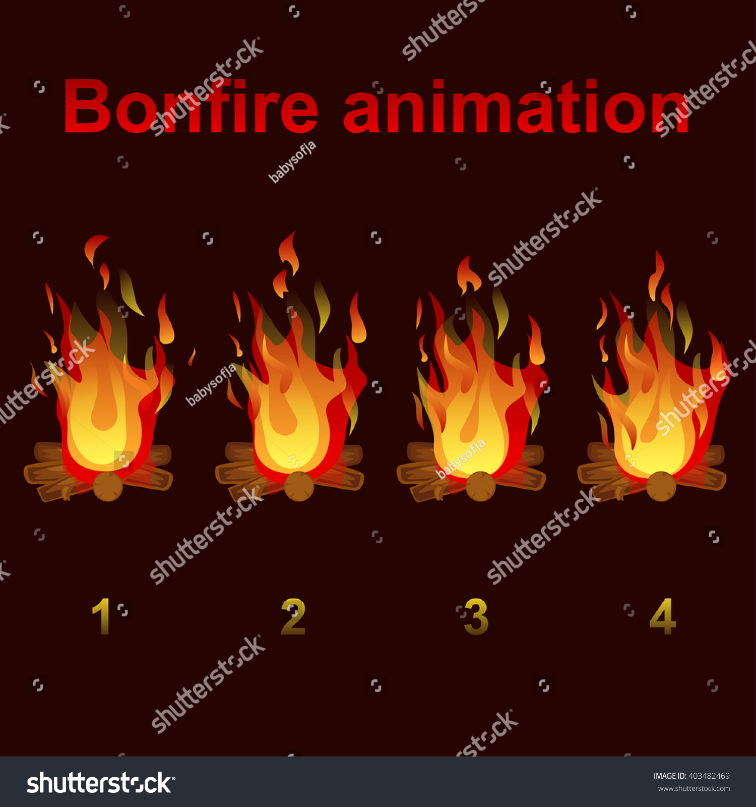 Bonfire Animation Sprites Vector Flame Video: เวกเตอร์สต็อก (ปลอดค่า ...