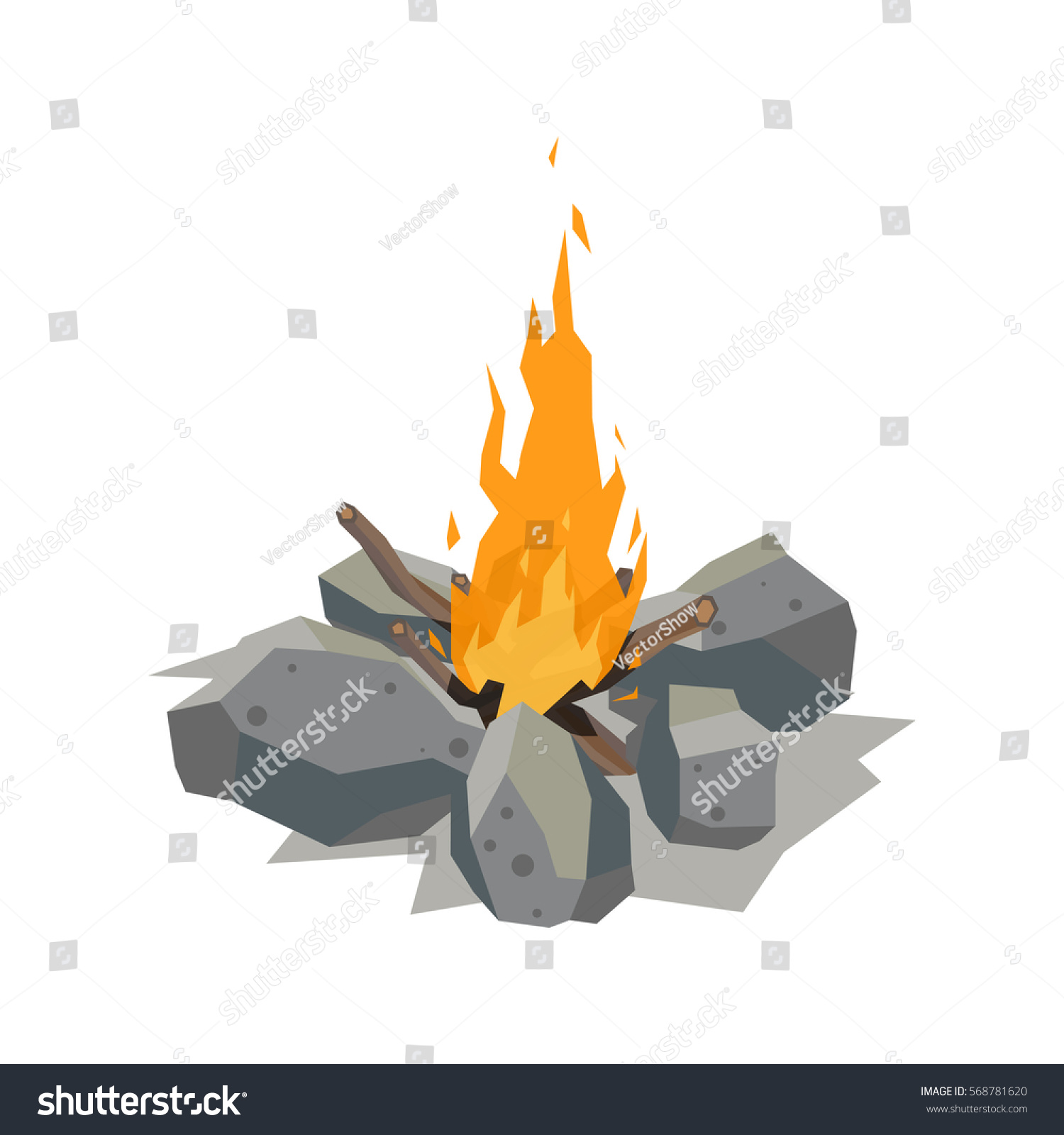 Bonfires Flame Isolated Vector Illustration: vector de stock (libre de ...