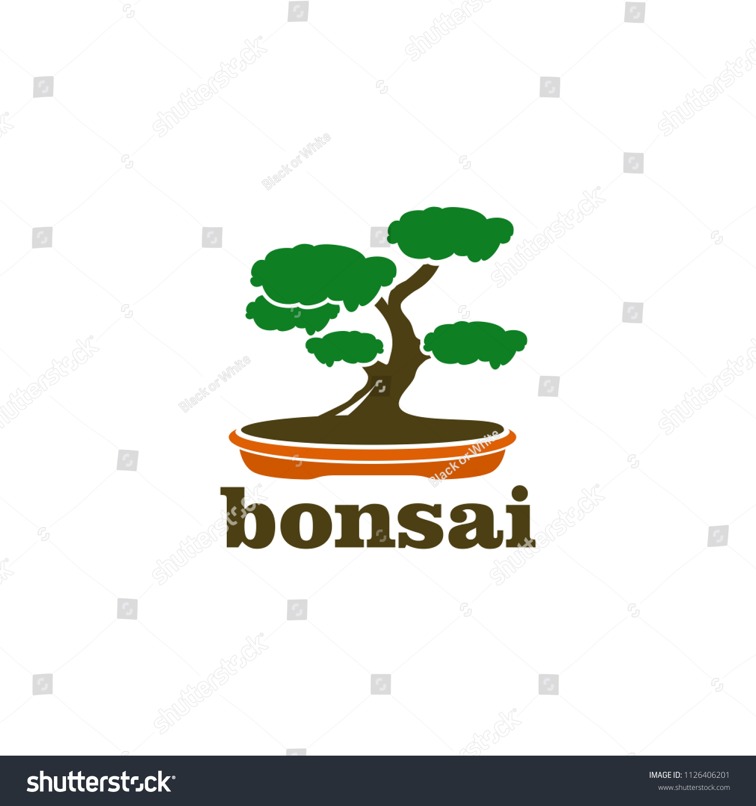 Bonsai Logo Design Stock Vector (Royalty Free) 1126406201