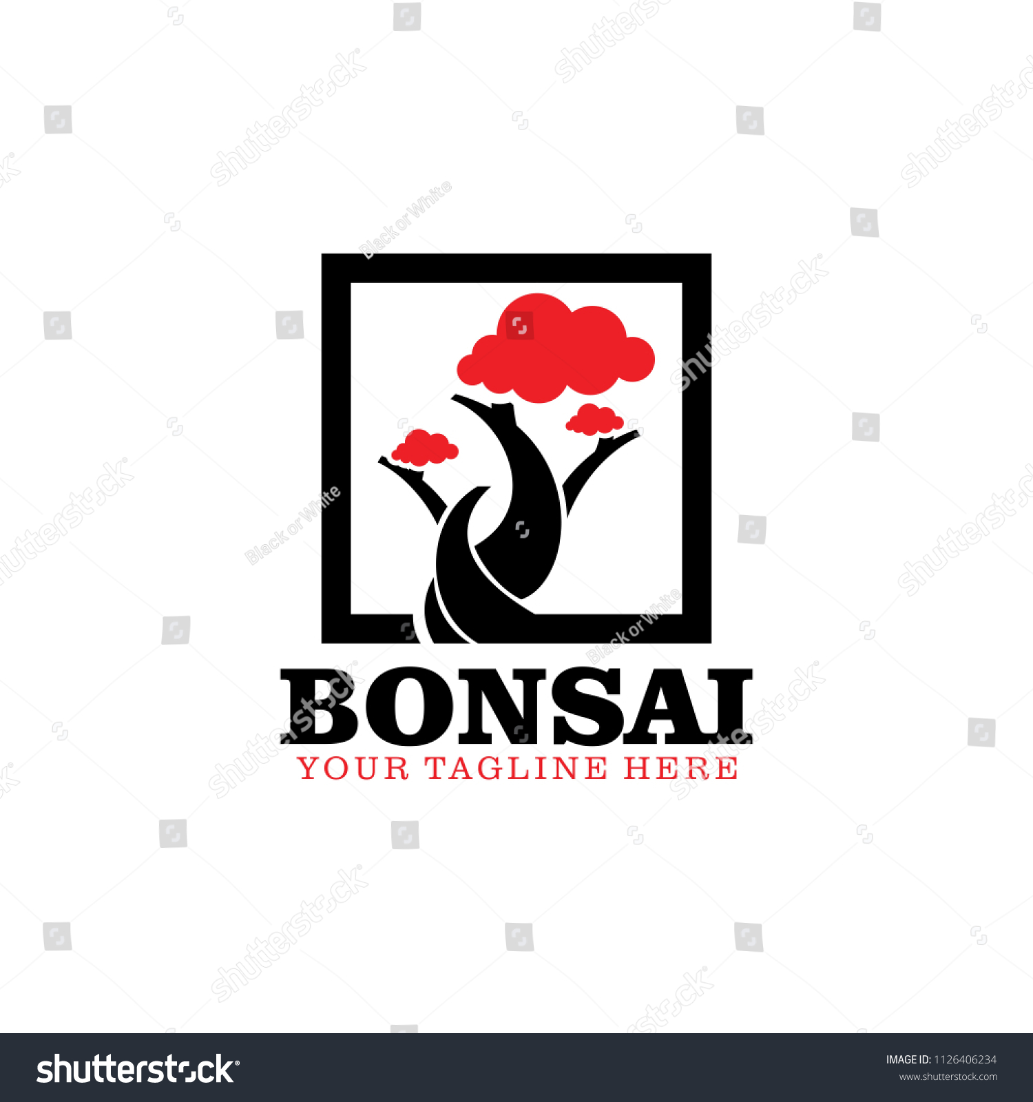 Bonsai Logo Design Stock Vector (Royalty Free) 1126406234
