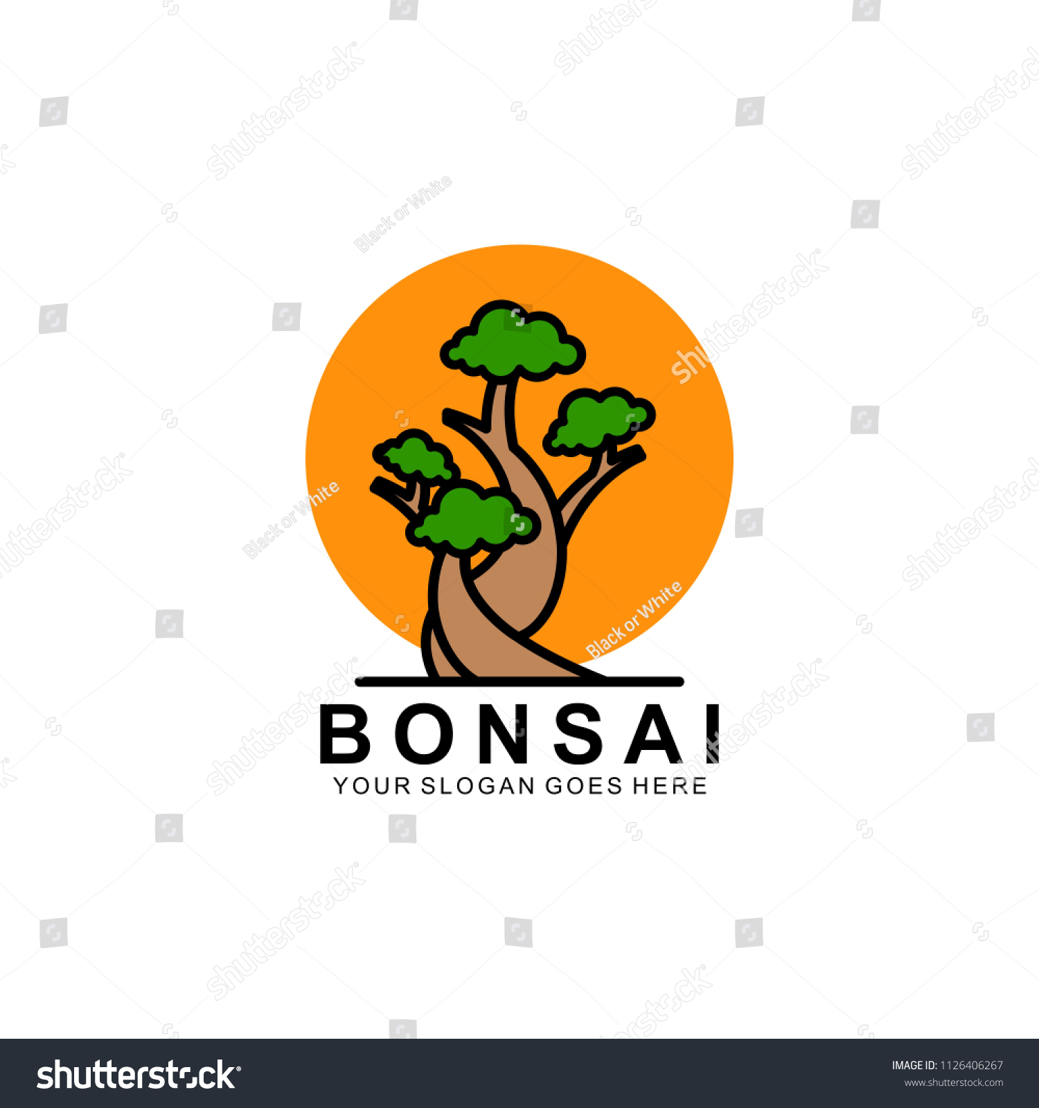Bonsai Logo Design Stock Vector (Royalty Free) 1126406267