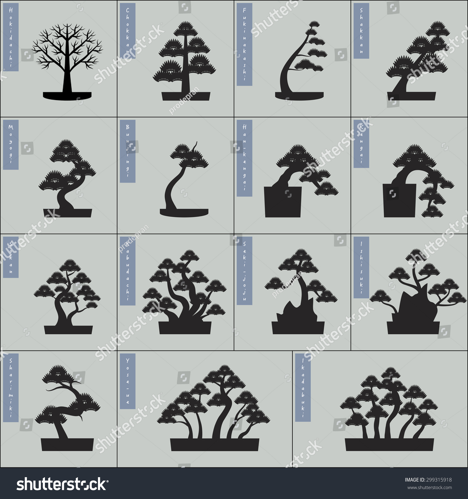Bonsai Types Silhouette Vector Image: vetor stock (livre de direitos ...