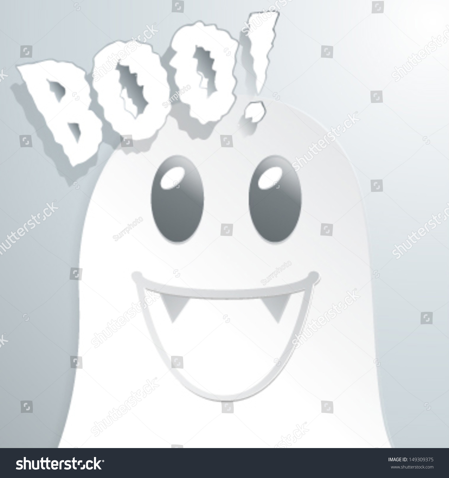 Boo Cute Ghost Cartoon Vector Illustration: vector de stock (libre de ...