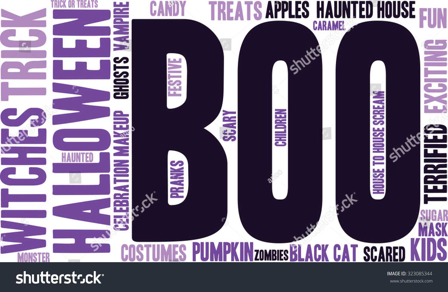 Boo Word Cloud On White Background Stock Vector (Royalty Free ...