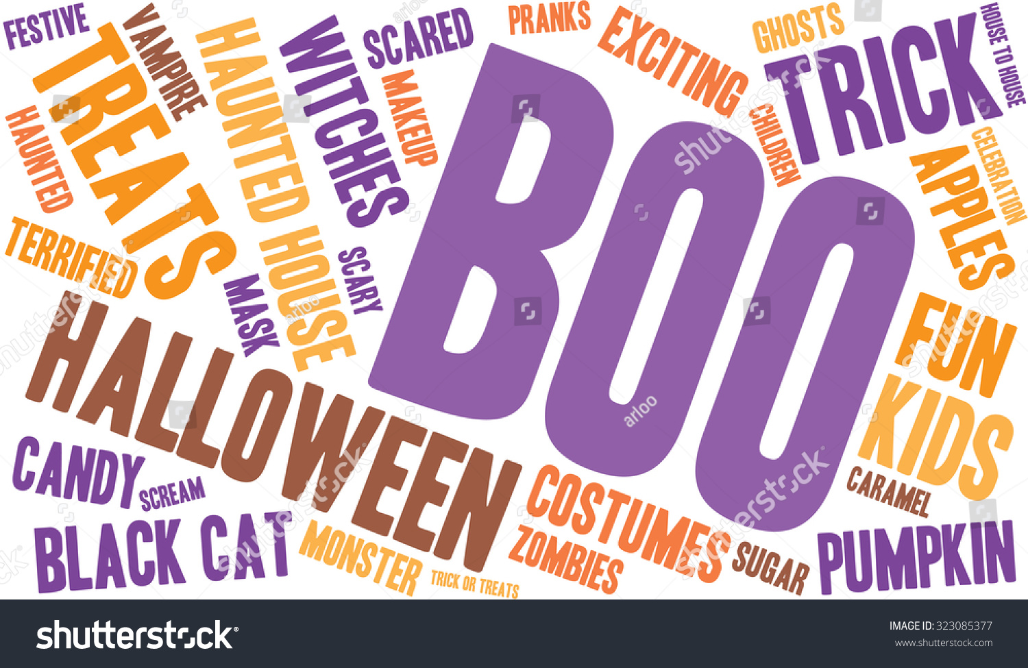 Boo Word Cloud On White Background Stock Vector (Royalty Free ...