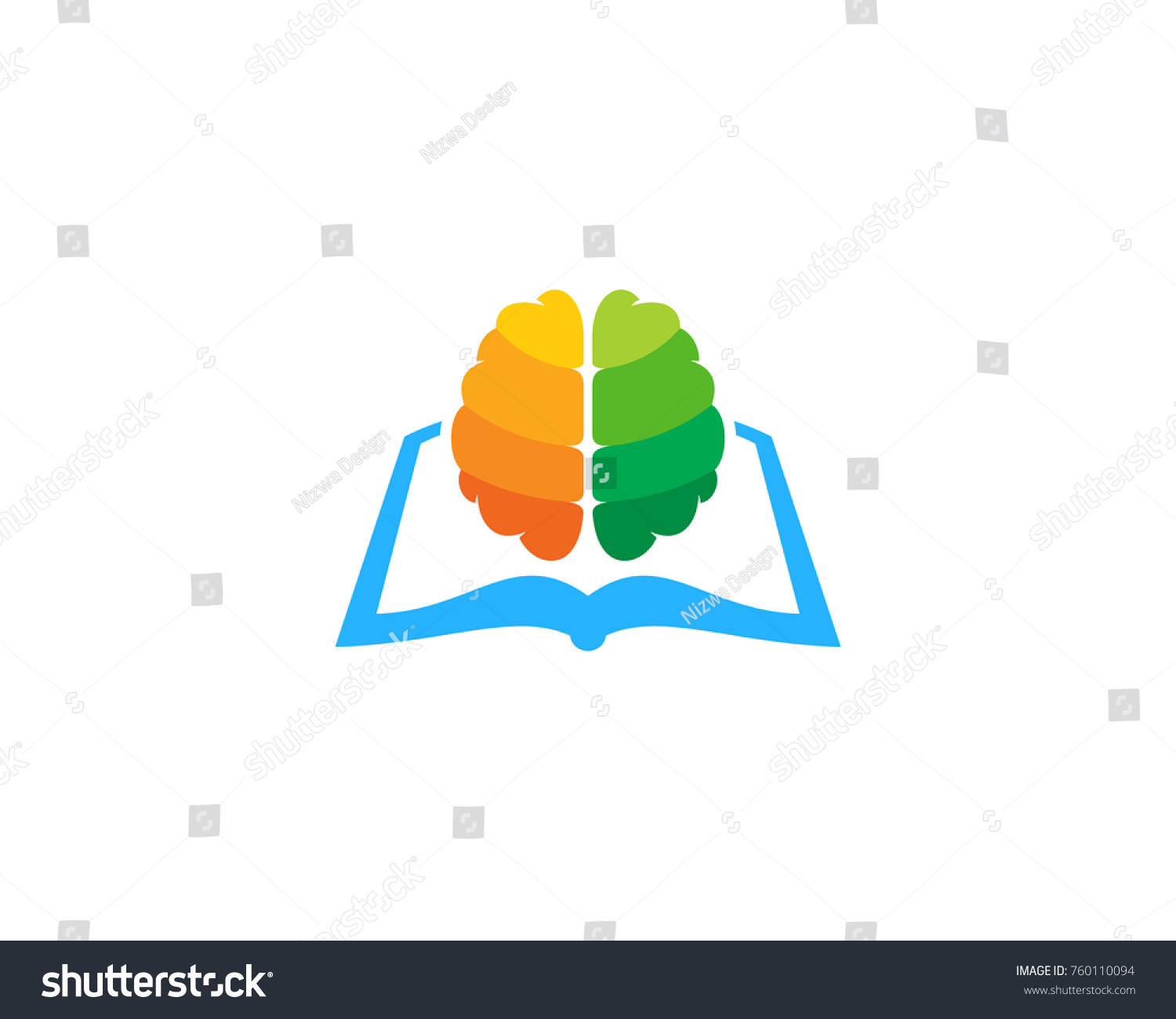 Book Brain Icon Logo Design Element: vetor stock (livre de direitos ...