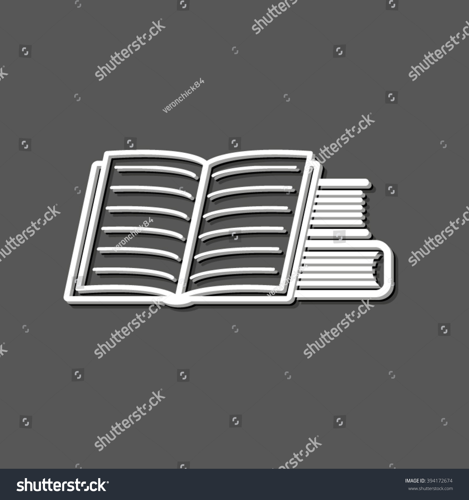 Book Icon White Vector Icon Shadow Stock Vector (Royalty Free ...