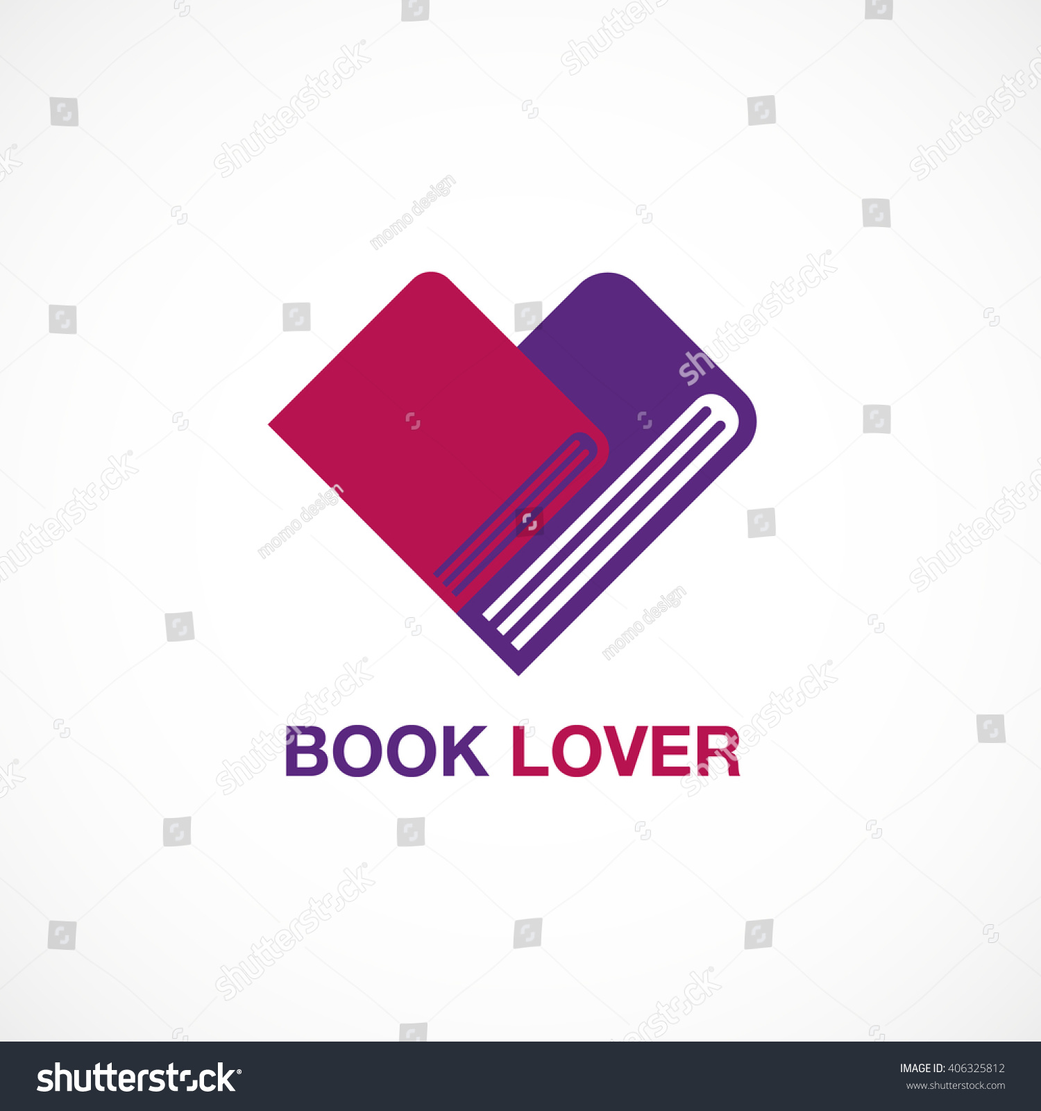 Book Lover Icon Flat Design Logo Stock Vector (Royalty Free) 406325812 ...