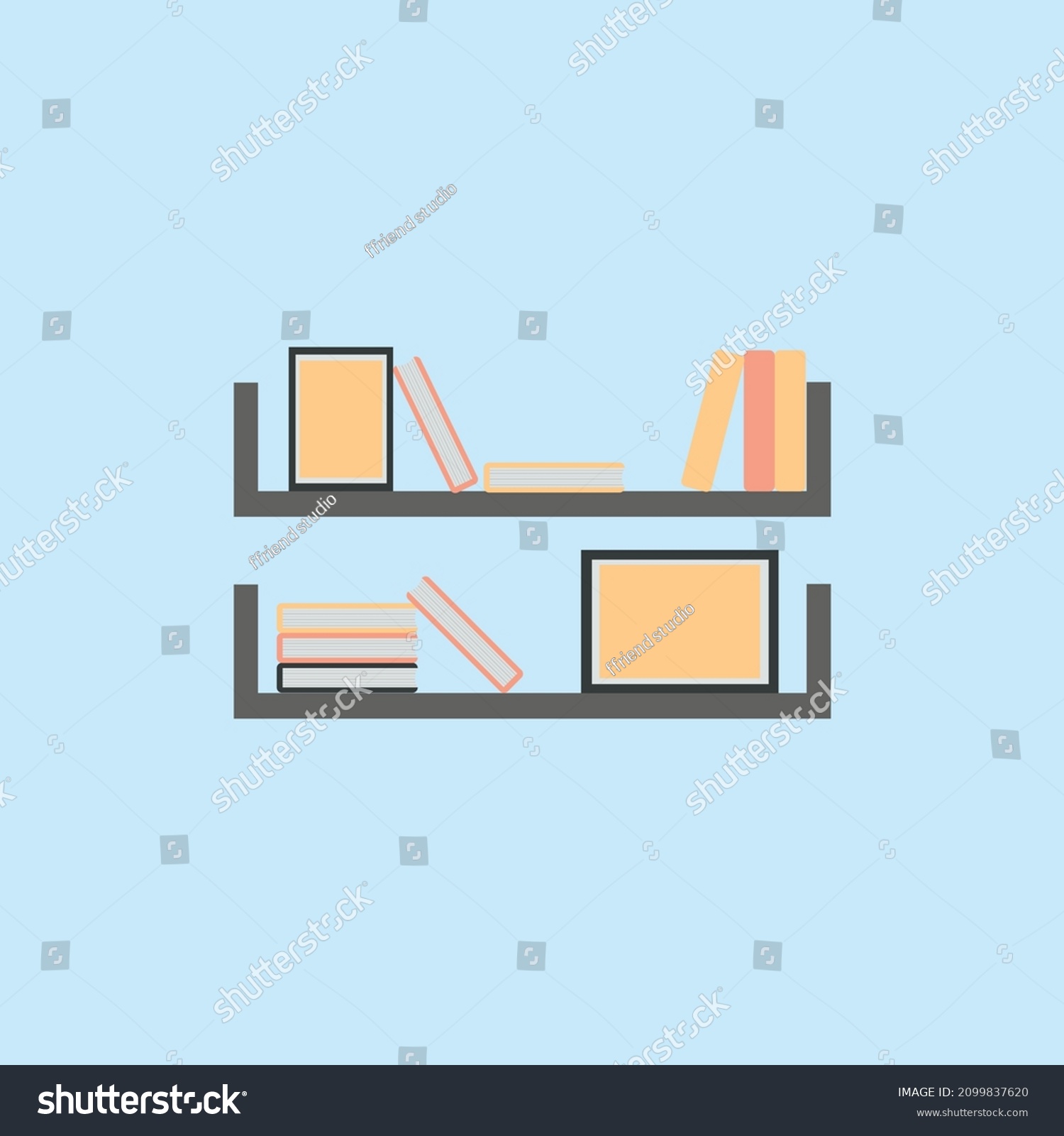 Book Shelf Cartoon Flat Vector Illustration Stock Vector (Royalty Free ...