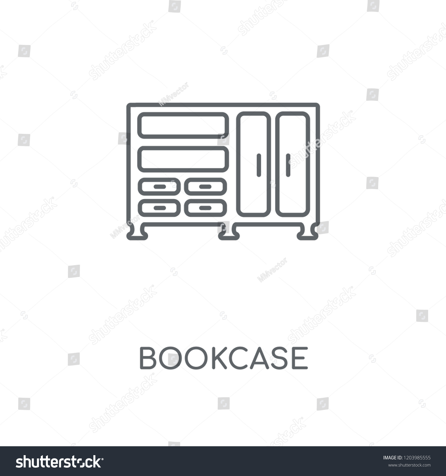 Bookcase Linear Icon Bookcase Concept Stroke Stock Vector (Royalty Free ...