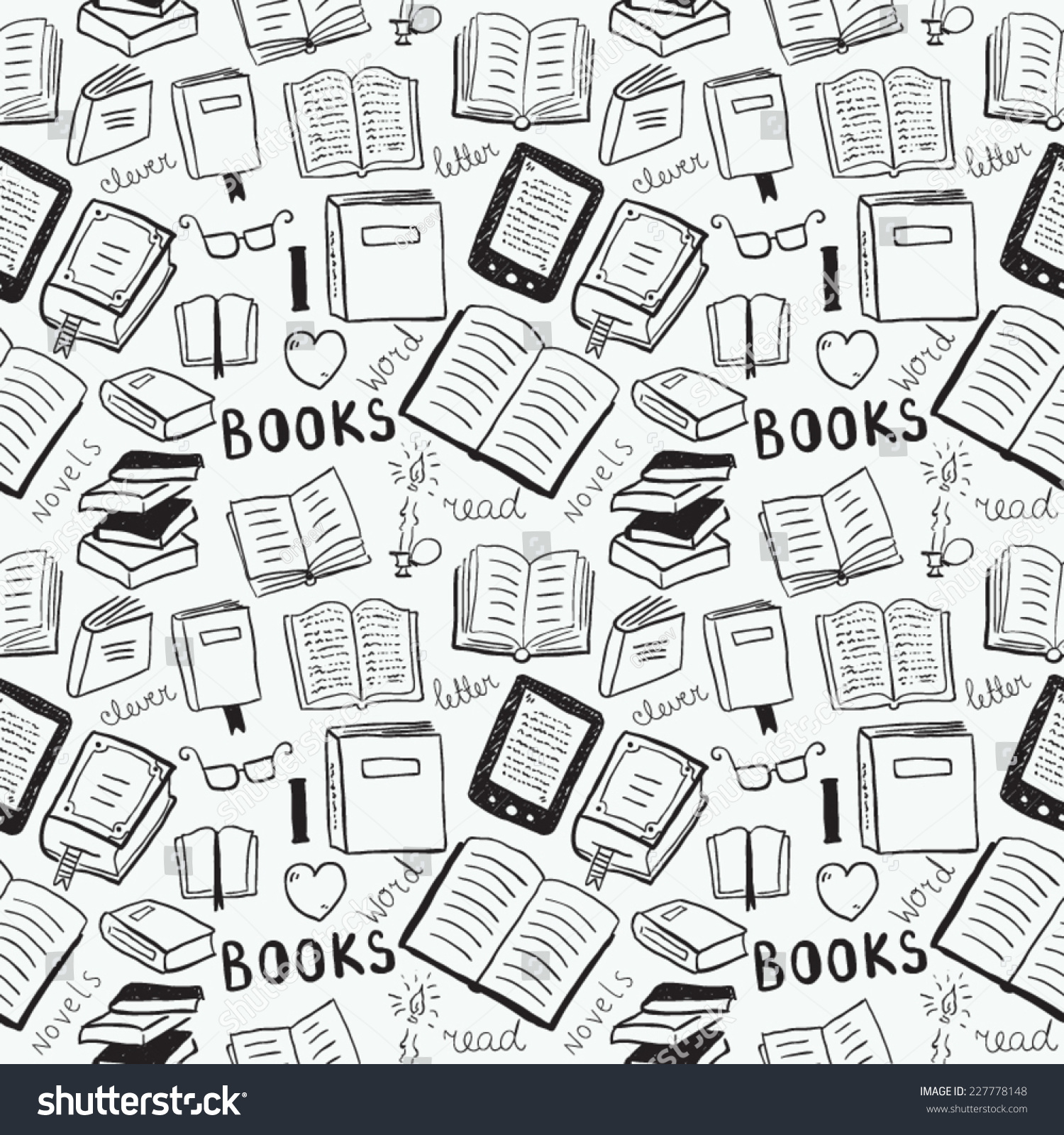 Books Doodles Seamless Background Stock Vector (Royalty Free) 227778148 ...