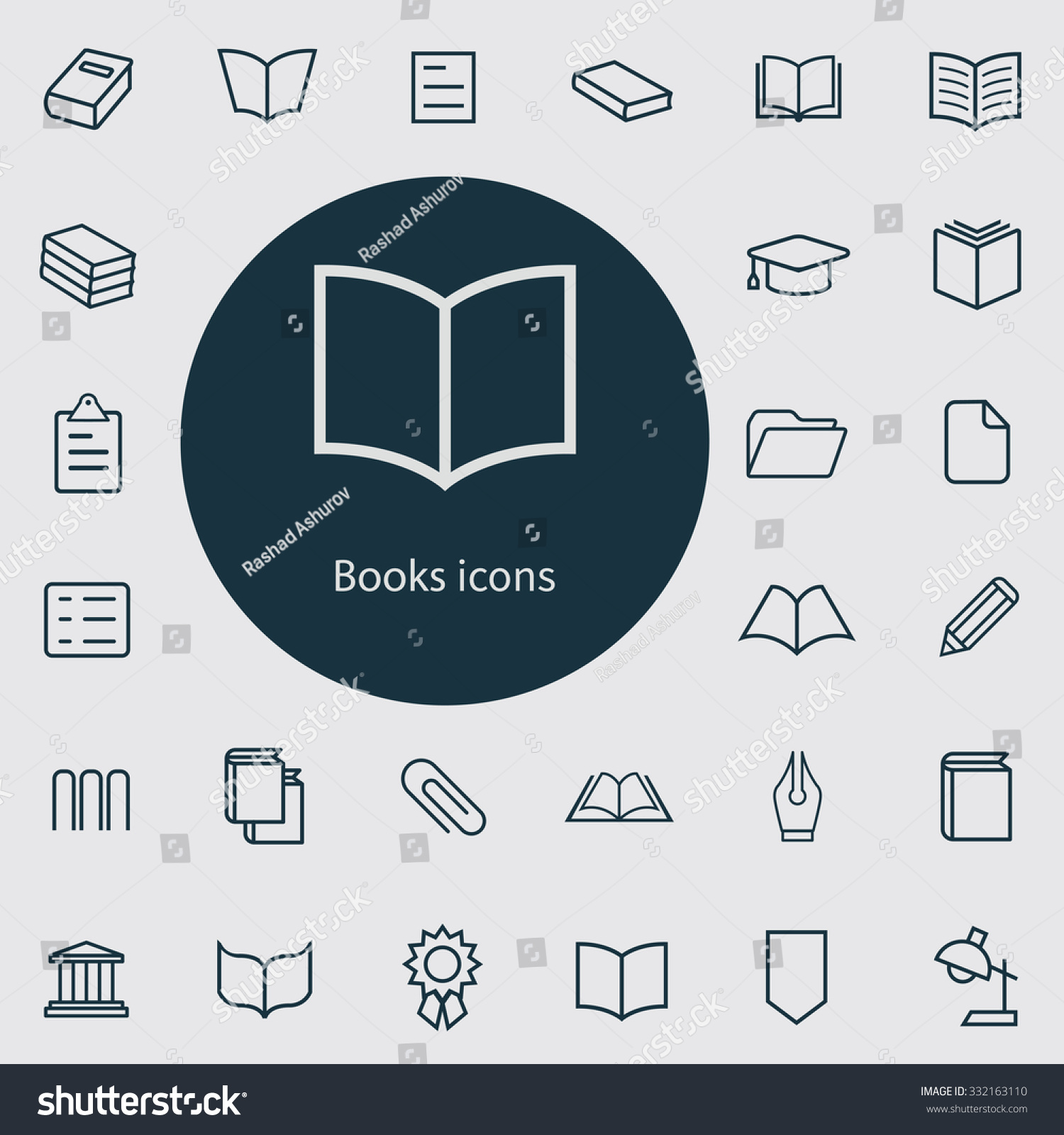 Books Icons Vector Set Stock Vector (Royalty Free) 332163110