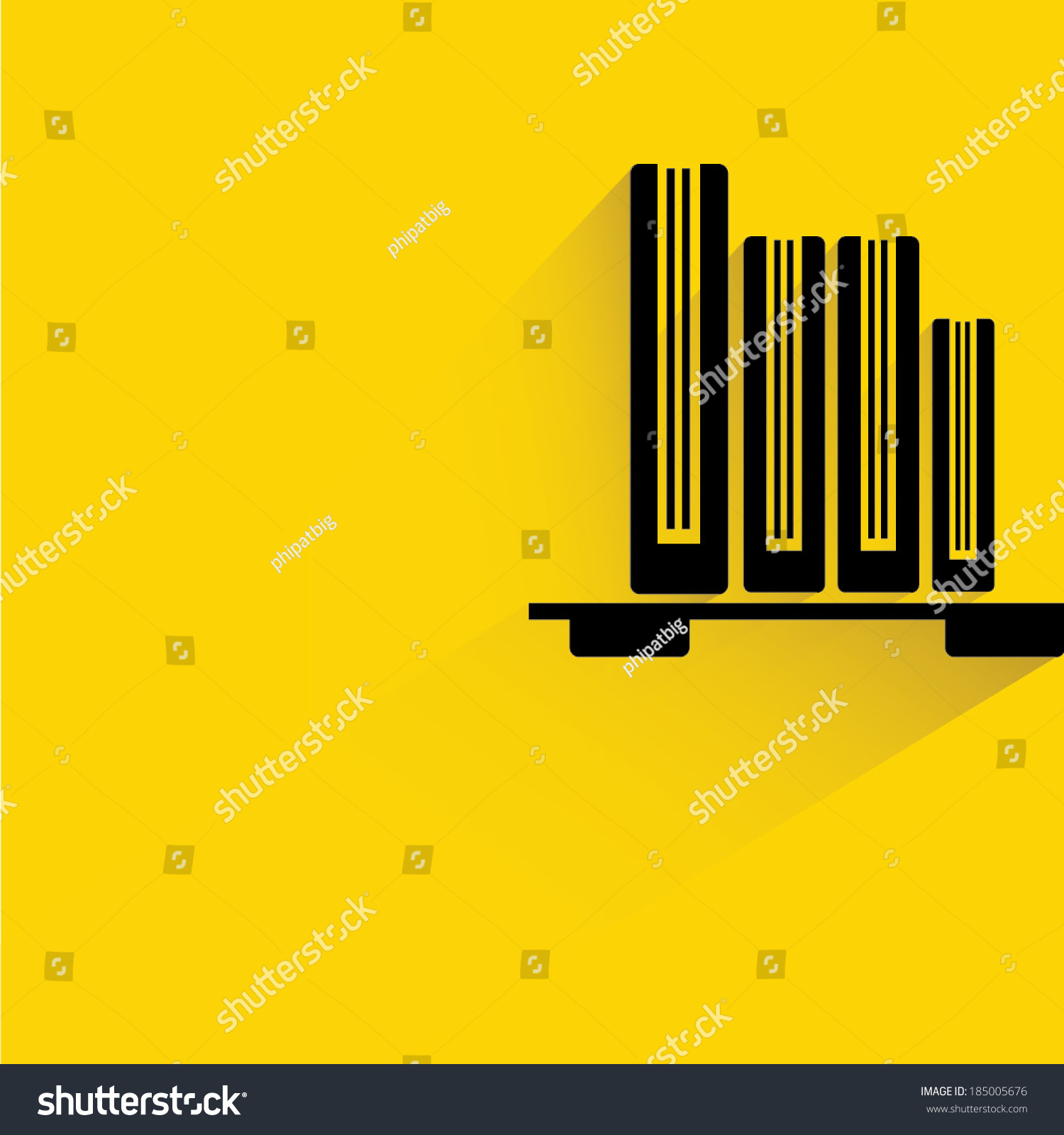 Bookshelf On Yellow Background Stock Vector (Royalty Free) 185005676