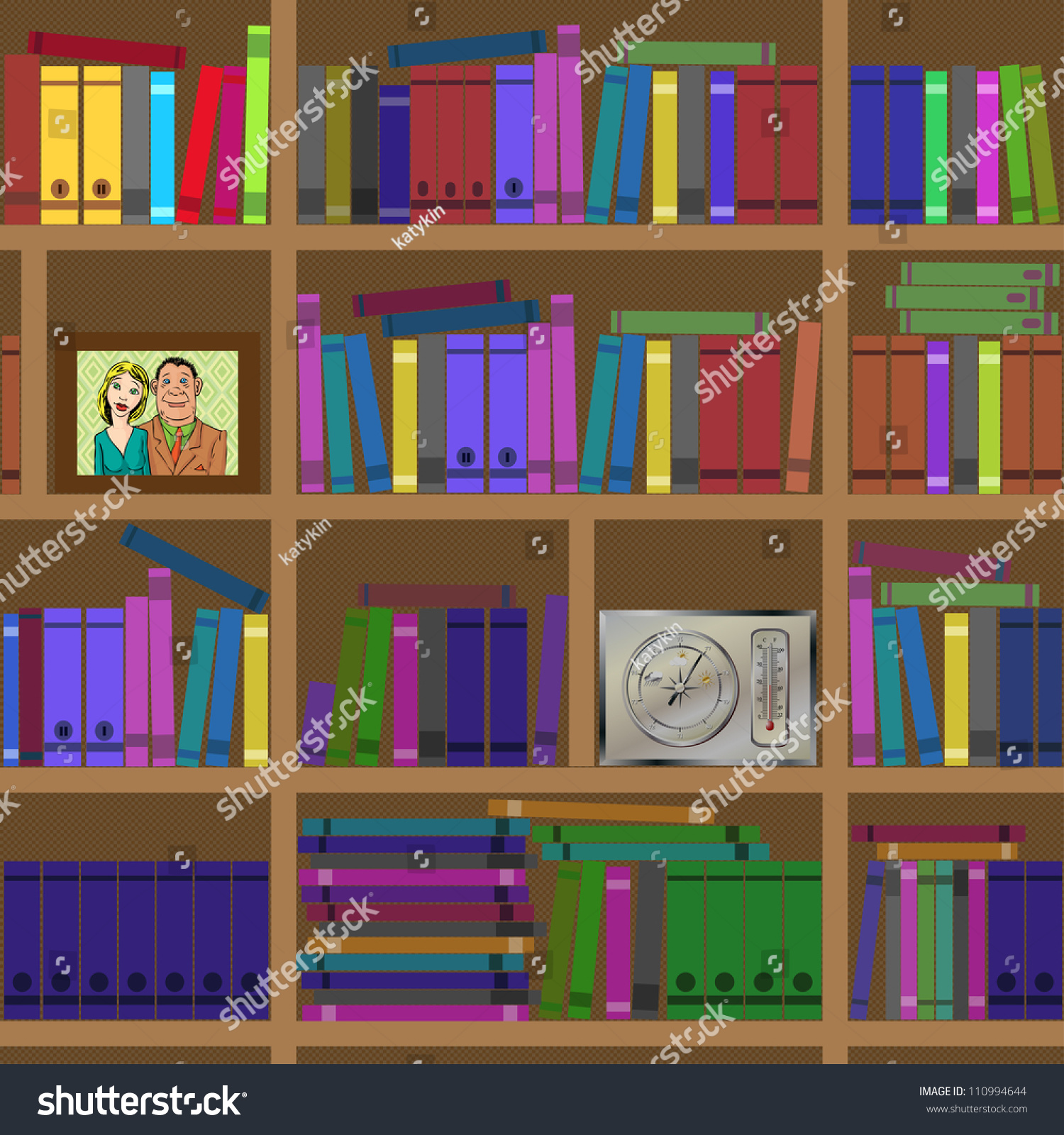 Bookshelves Seamless Texture Stock Vector (Royalty Free) 110994644