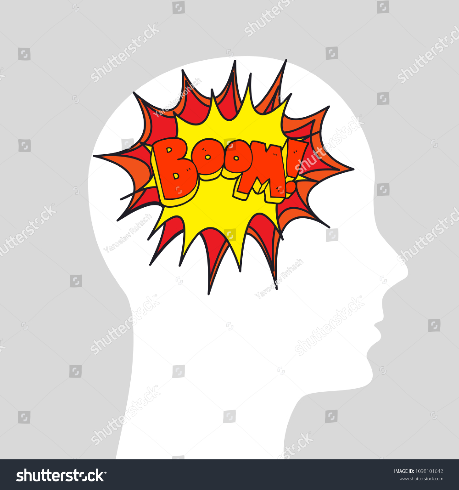 Boom Head Exploded Stress Work Stock Vector (Royalty Free) 1098101642