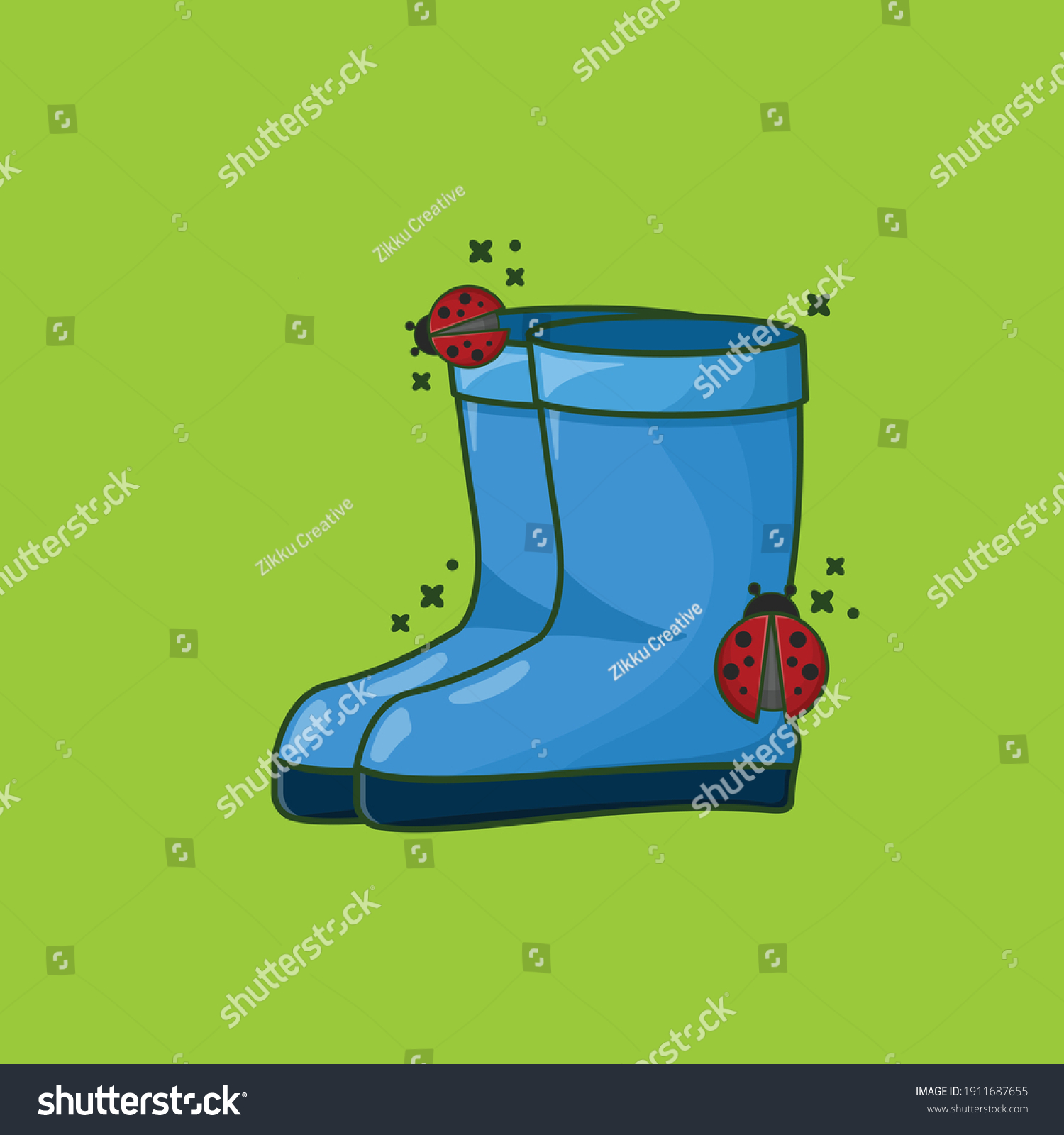 Boot Bug Vector Illustration Gardening Design Stock Vector (Royalty ...