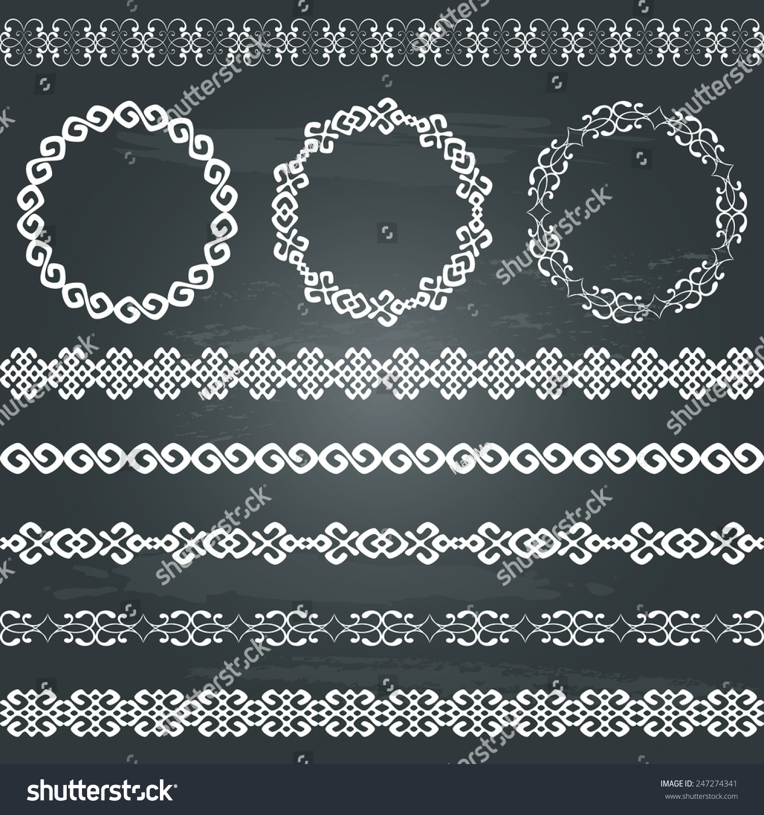 Border Decoration Elements Patterns Round Frames Stock Vector (Royalty ...