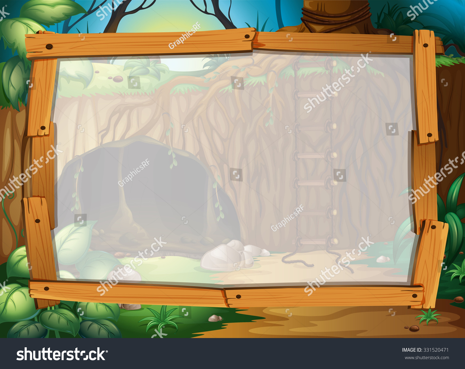 Border Design Forest Background Illustration Stock Vector (Royalty Free ...