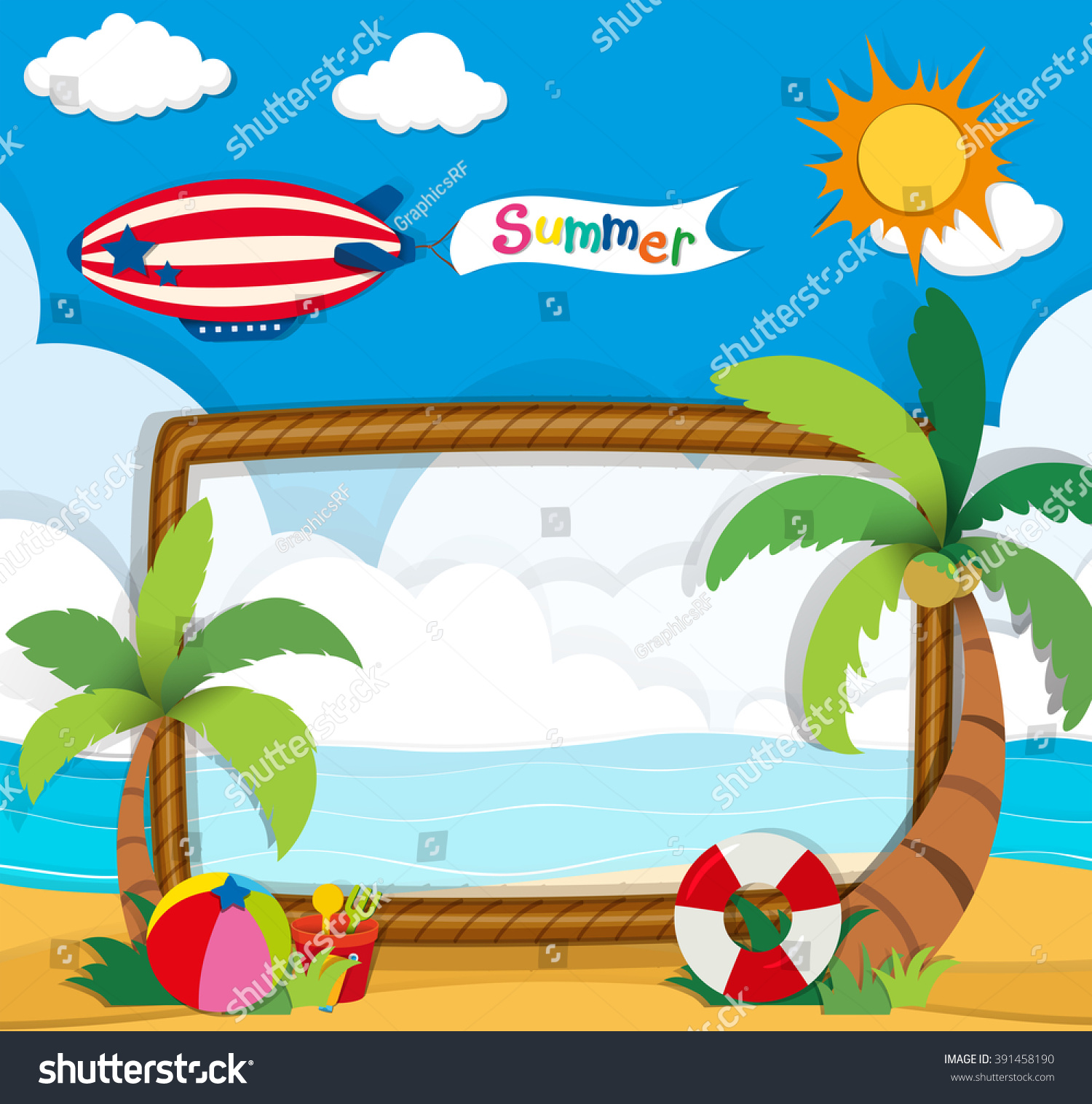 Border Design Summer Theme Illustration Stock Vector (Royalty Free ...
