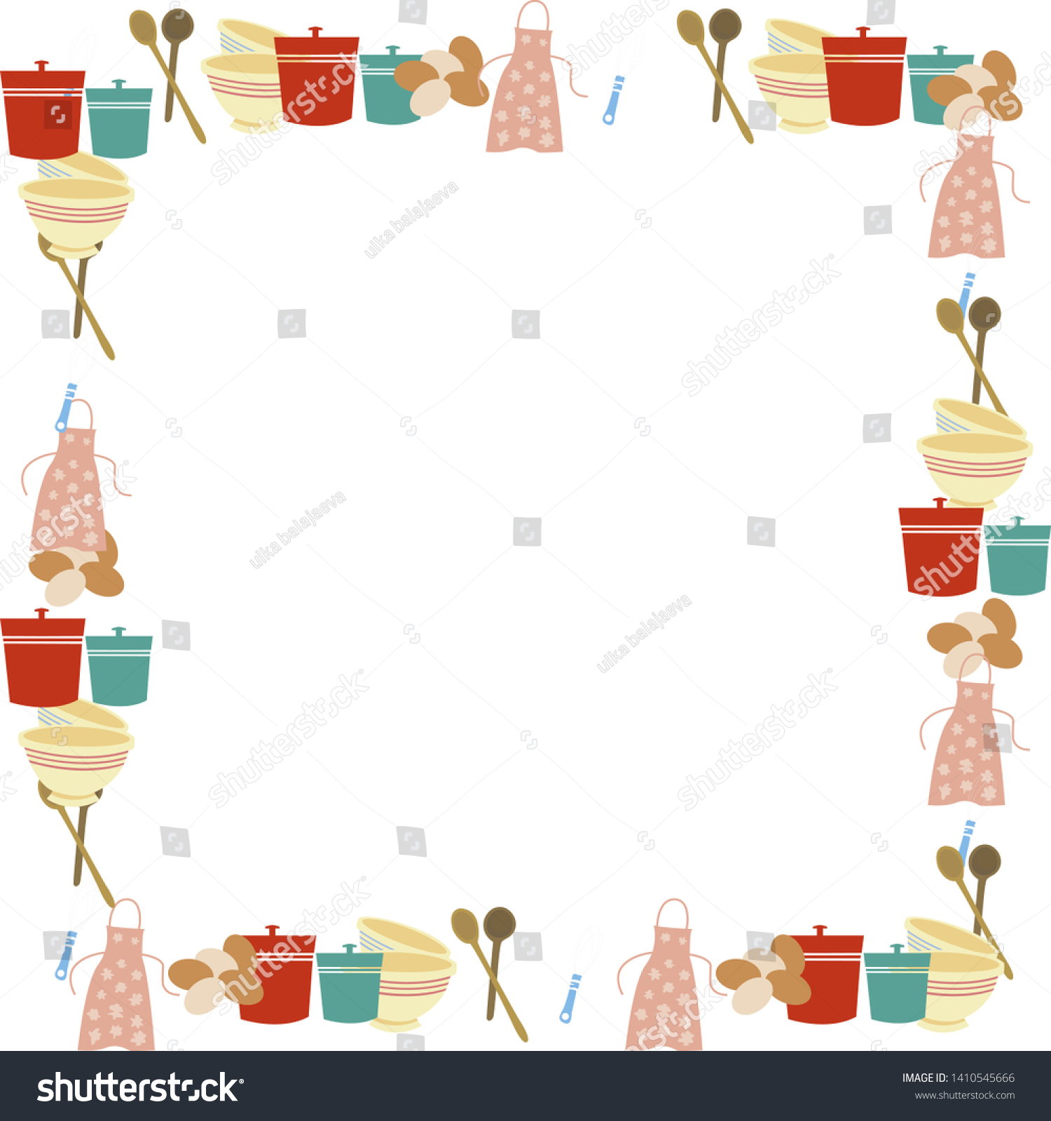 Border Flat Ware Kitchen Utensils Frame Stock Vector (Royalty Free ...