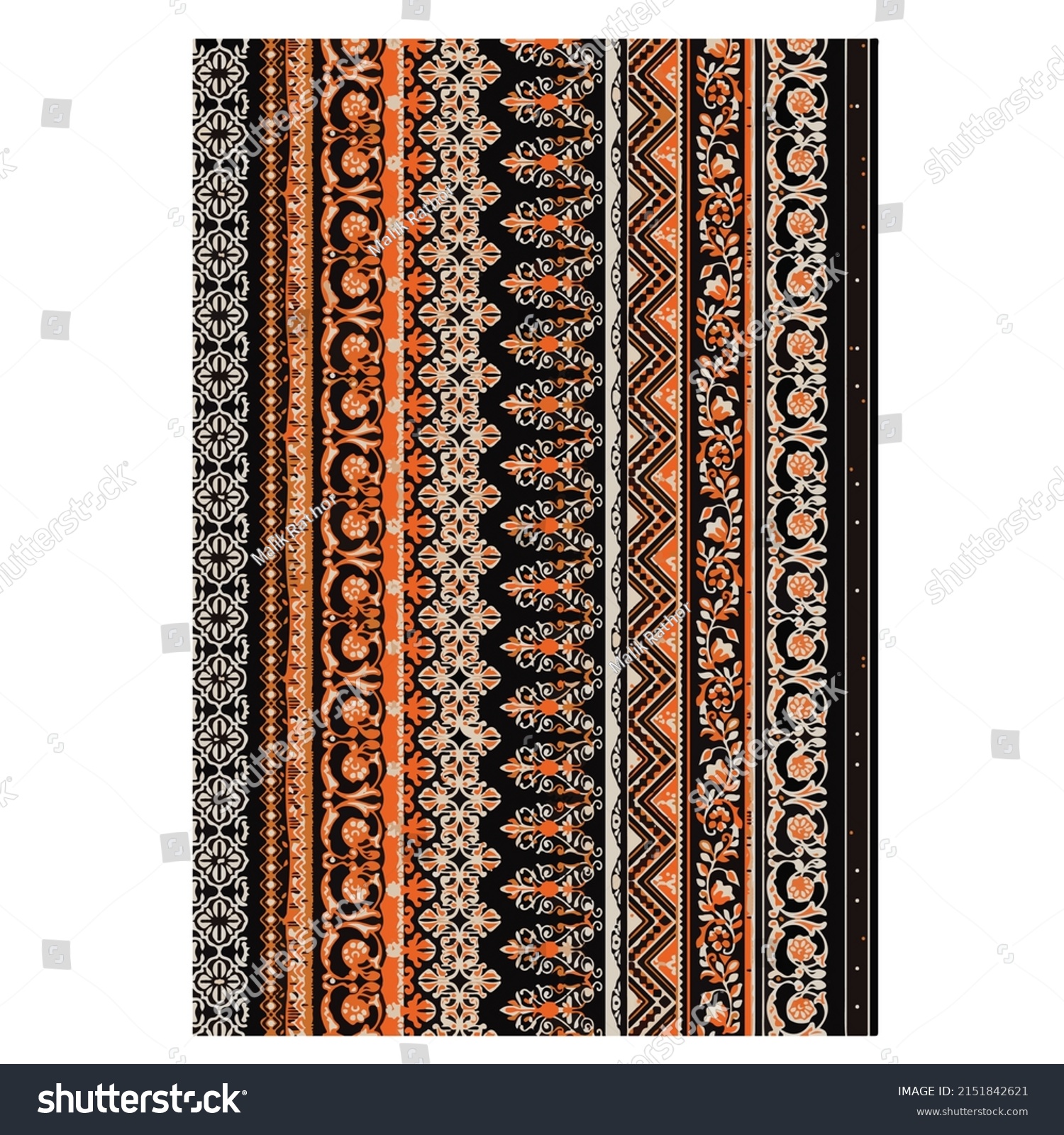 Border Textile Block Print Stock Vector (Royalty Free) 2151842621 ...