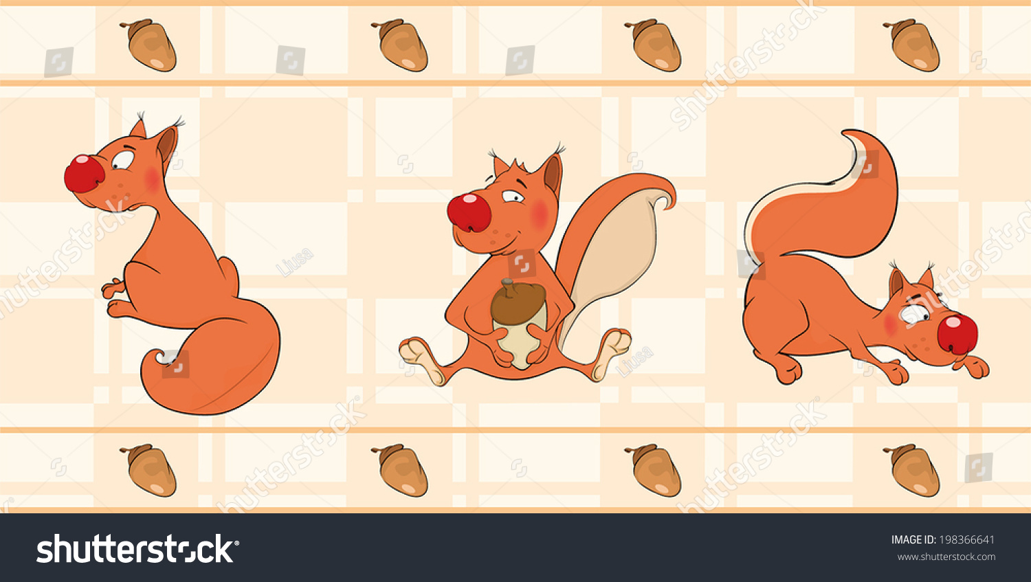 Border Wallpaper Squirrels Stock Vector (Royalty Free) 198366641