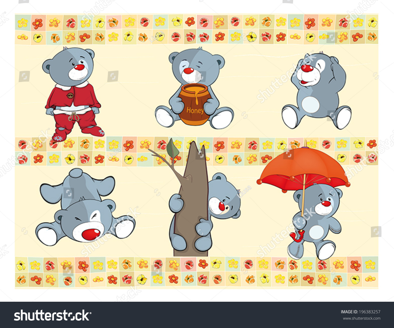 Border Wallpaper Stuffed Bear Cubs Stock Vector (Royalty Free ...