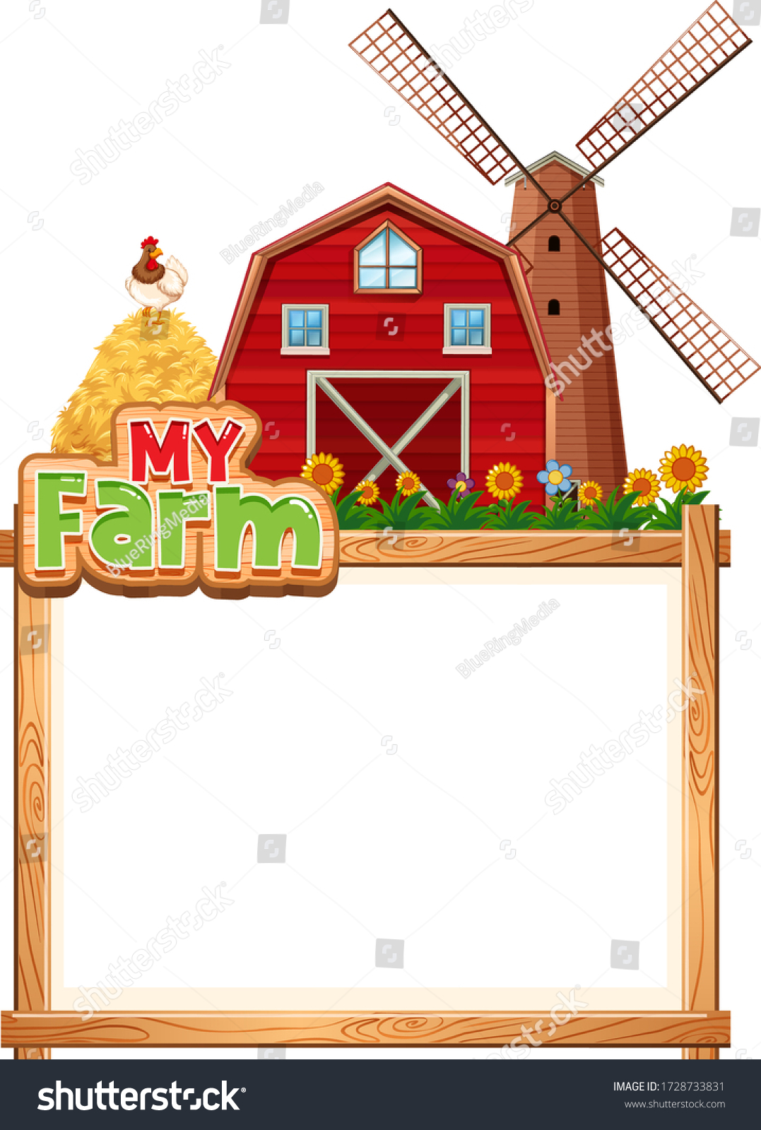 Border Template Design Red Barn Haystack Stock Vector (Royalty Free ...