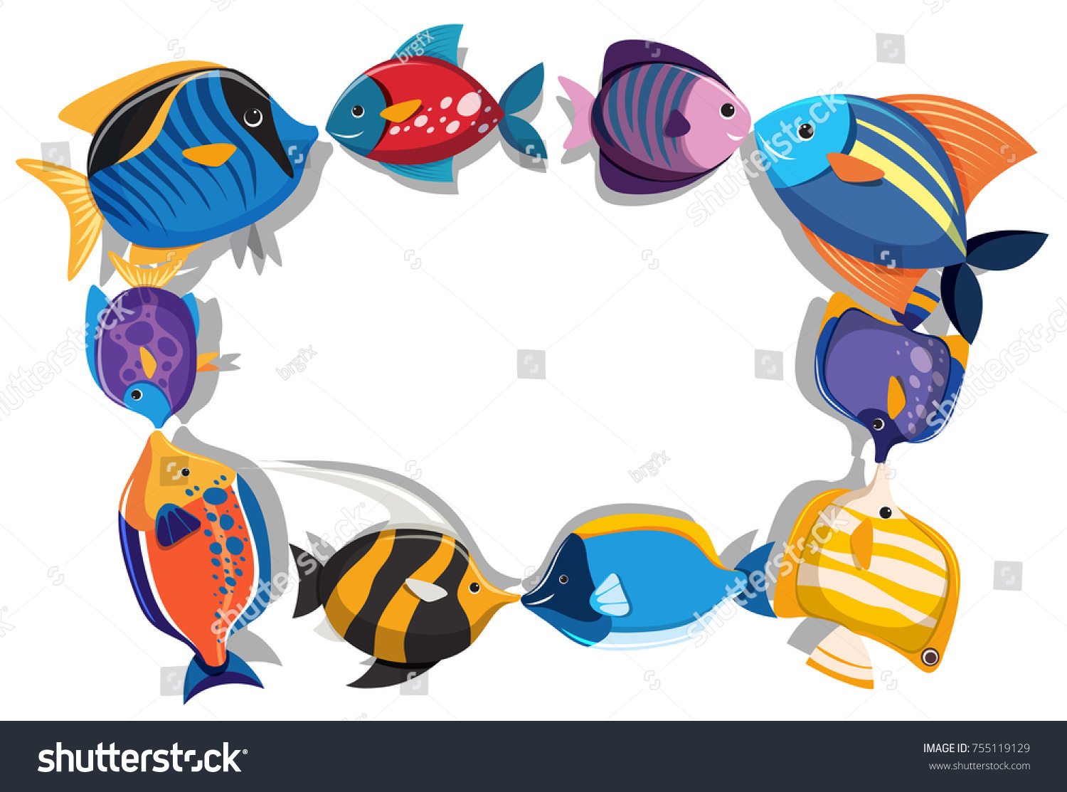 Border Template Cute Fish Illustration: เวกเตอร์สต็อก (ปลอดค่าลิขสิทธิ์ ...