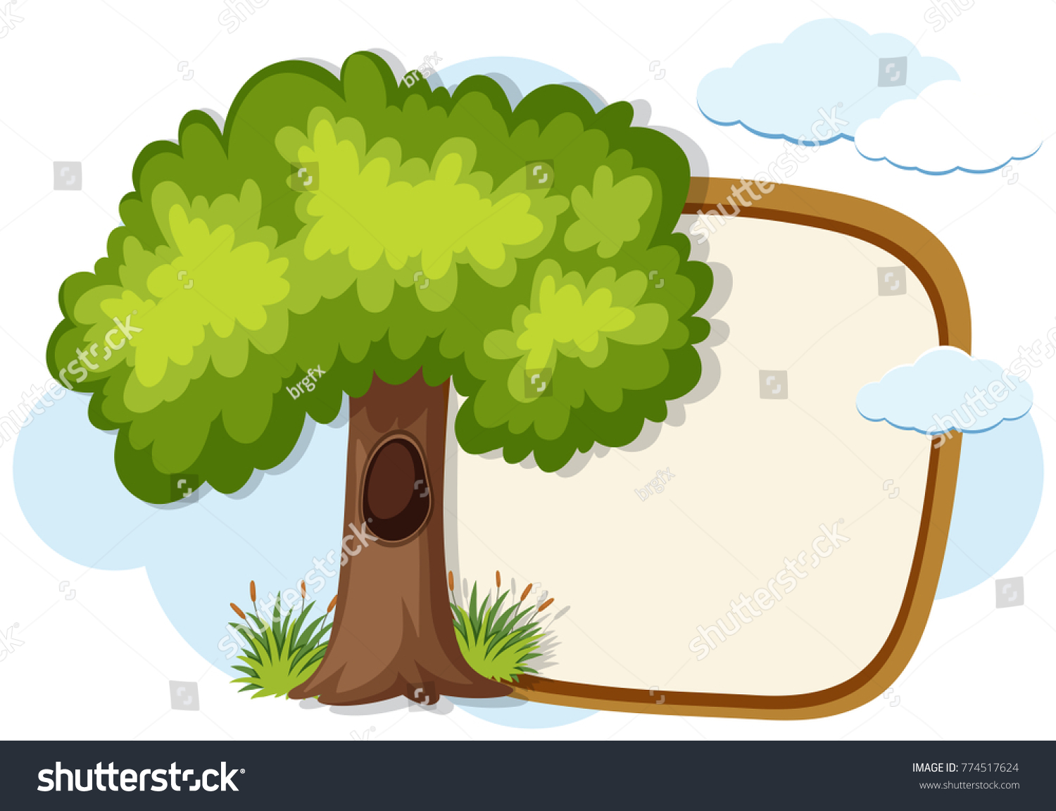 Border Template Green Tree Illustration Stock Vector (Royalty Free ...