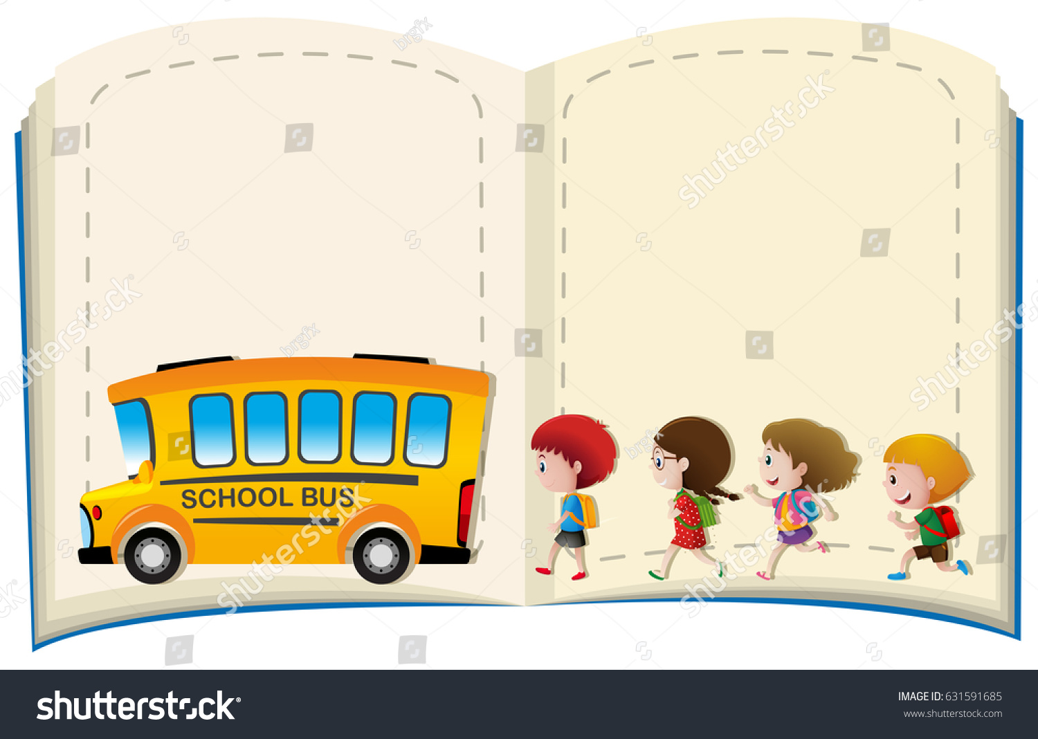 Border Template Kids Schoolbus Illustration: เวกเตอร์สต็อก (ปลอดค่า ...