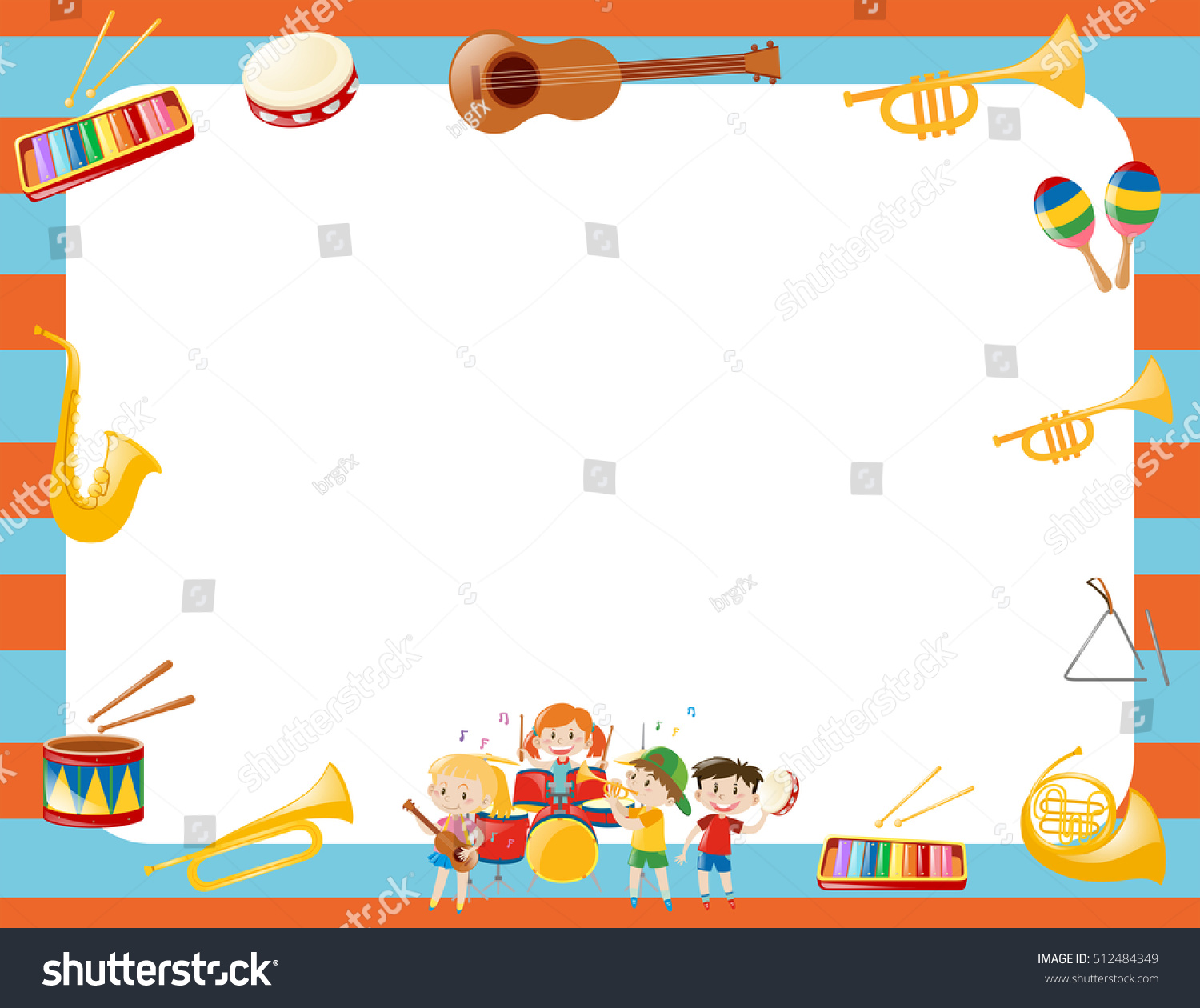 Border Template Musical Instruments Illustration Stock Vector (Royalty ...