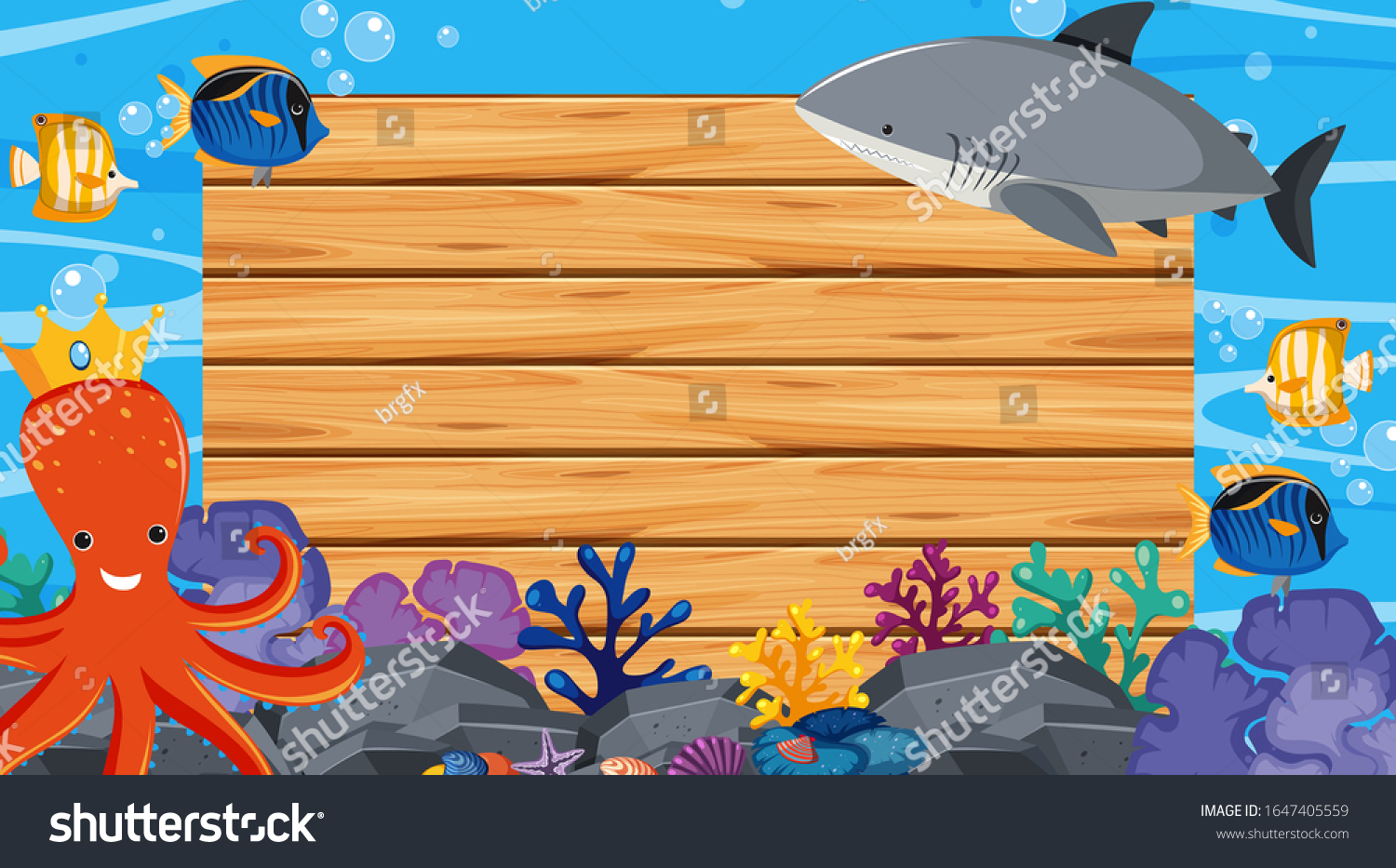 Border Template Ocean Theme Background Illustration Stock Vector ...