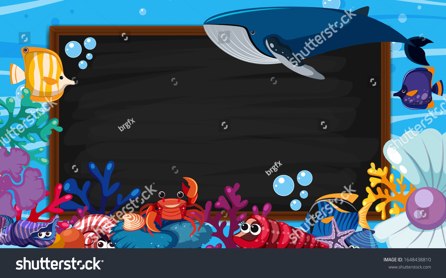 Border Template Ocean Theme Background Illustration: เวกเตอร์สต็อก ...