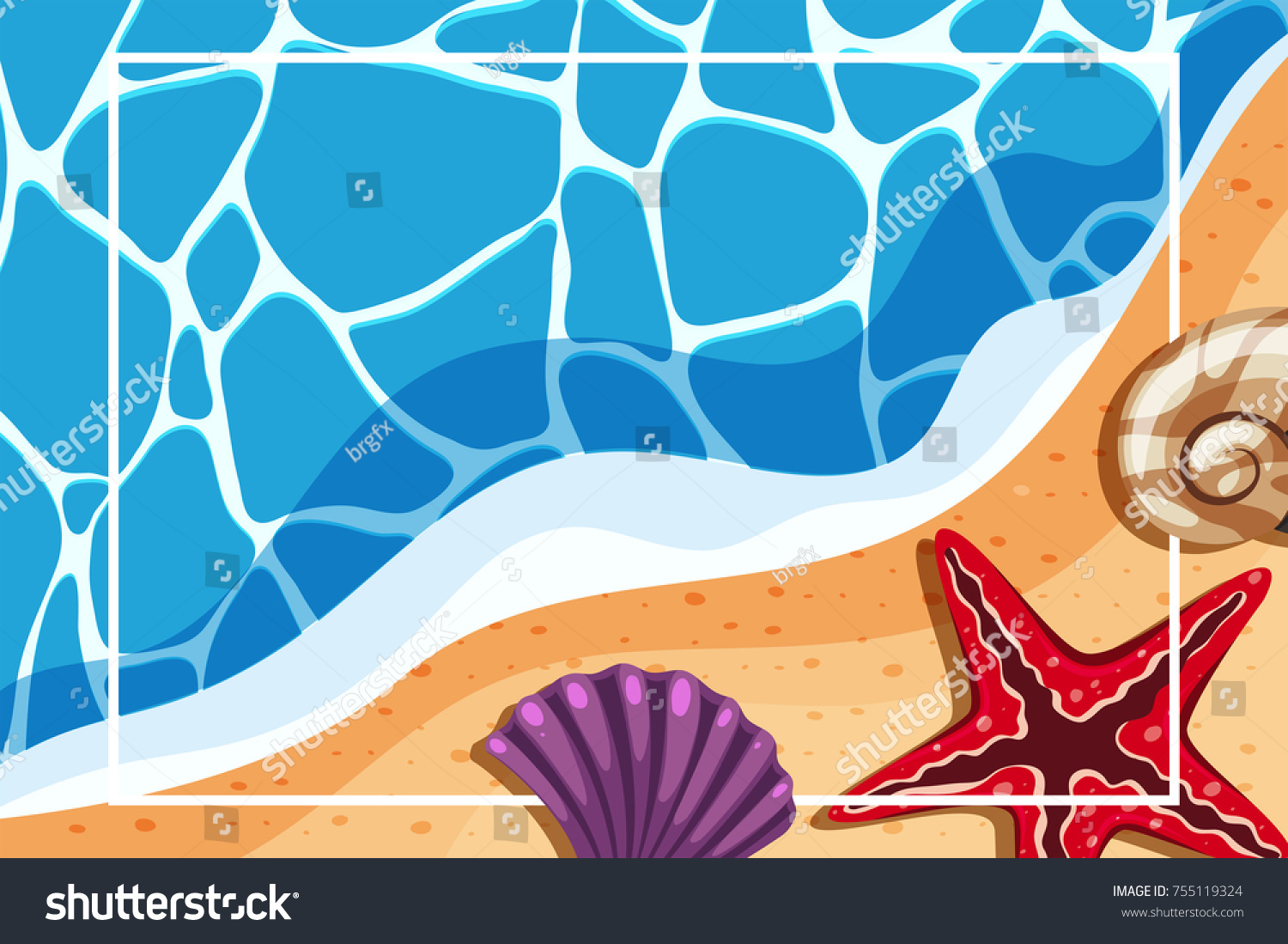 Border Template Shells On Beach Illustration Stock Vector (Royalty Free ...