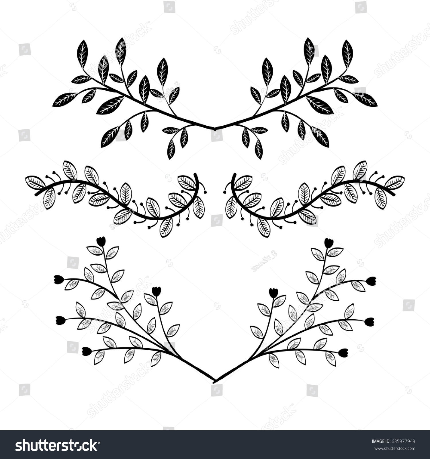 Border Leaves Design Stock Vector (Royalty Free) 635977949 | Shutterstock