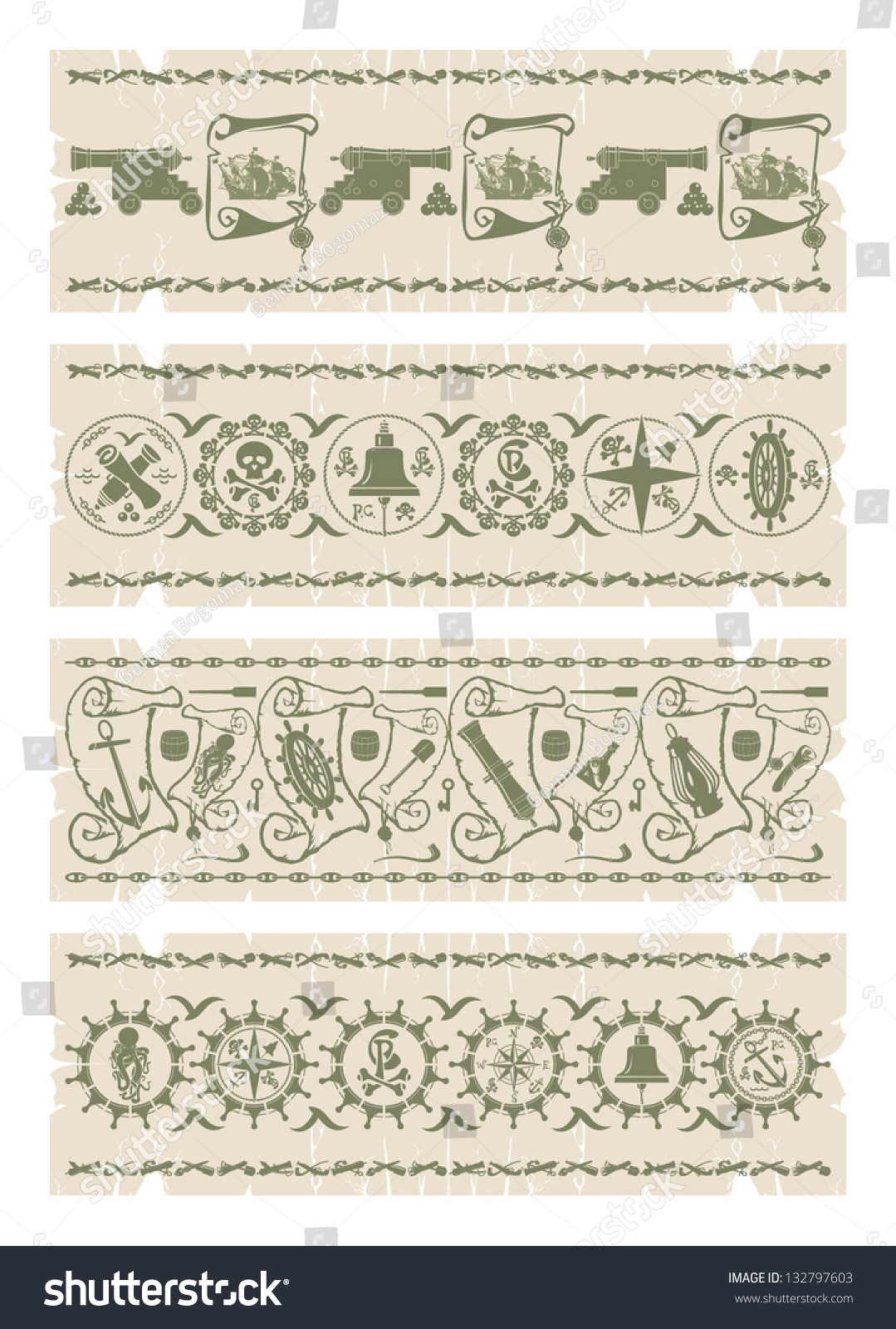 Borders Pirate Ornaments 1 Vector Stock Vector (Royalty Free) 132797603