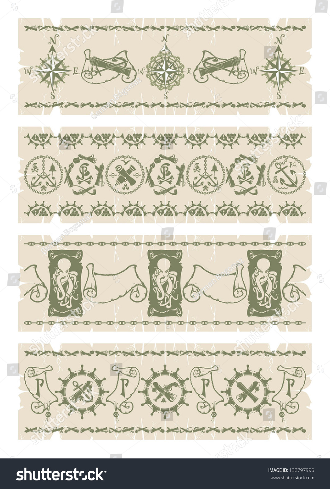 Borders Pirate Ornaments 2 Vector: เวกเตอร์สต็อก (ปลอดค่าลิขสิทธิ์ ...
