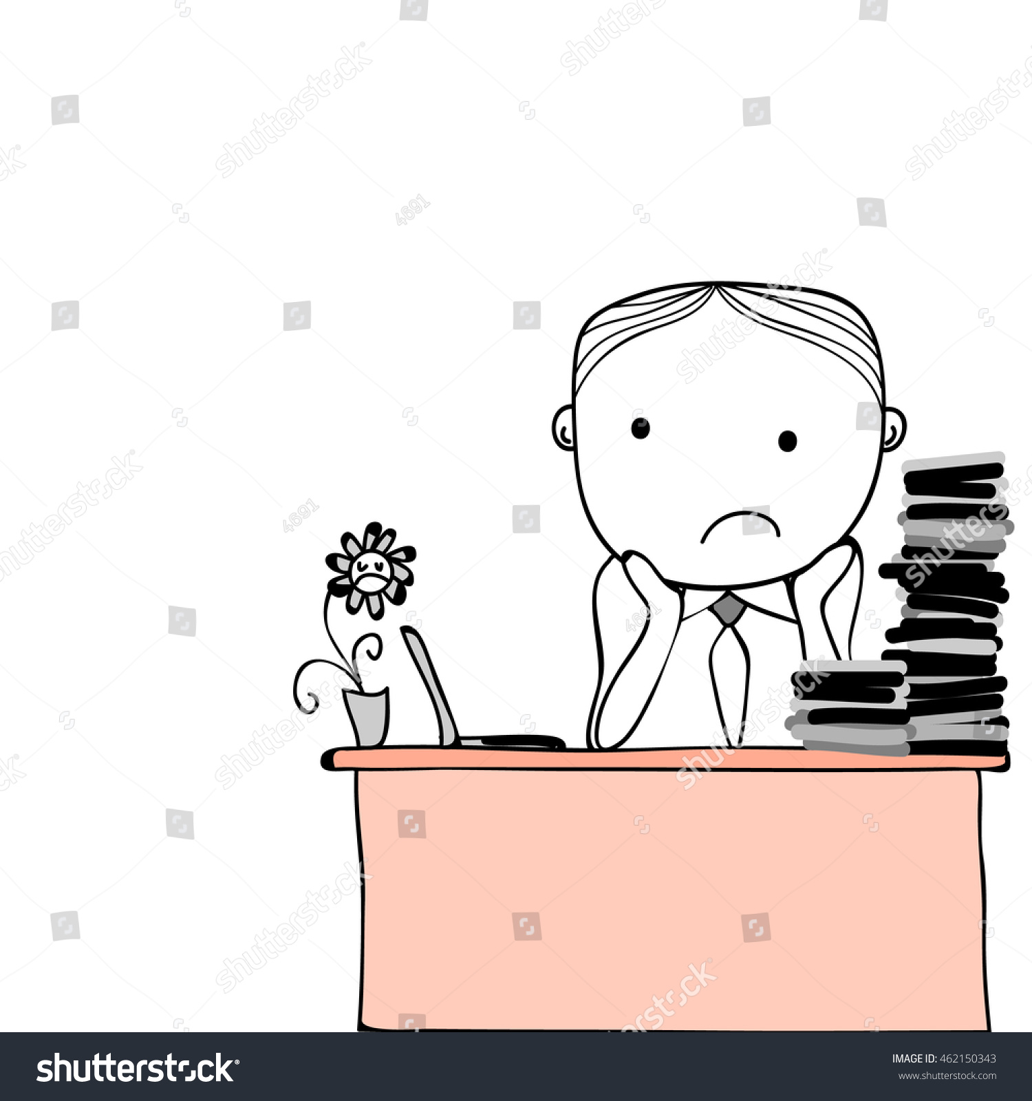 Bored Office Man Work Stock Vector 462150343 - Shutterstock