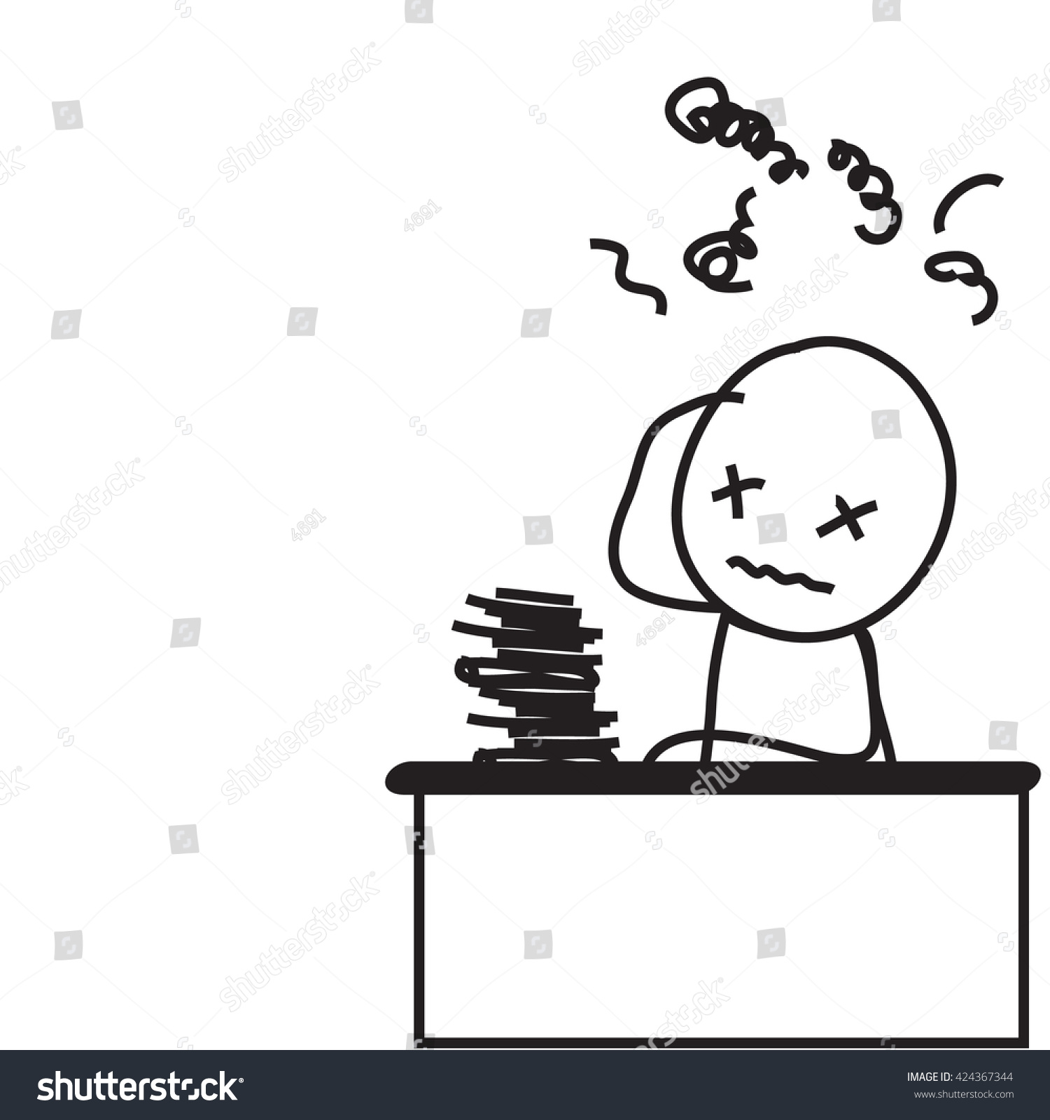 Boring Work Doodle Cartoon Vector Eps10 Stock Vector (Royalty Free ...