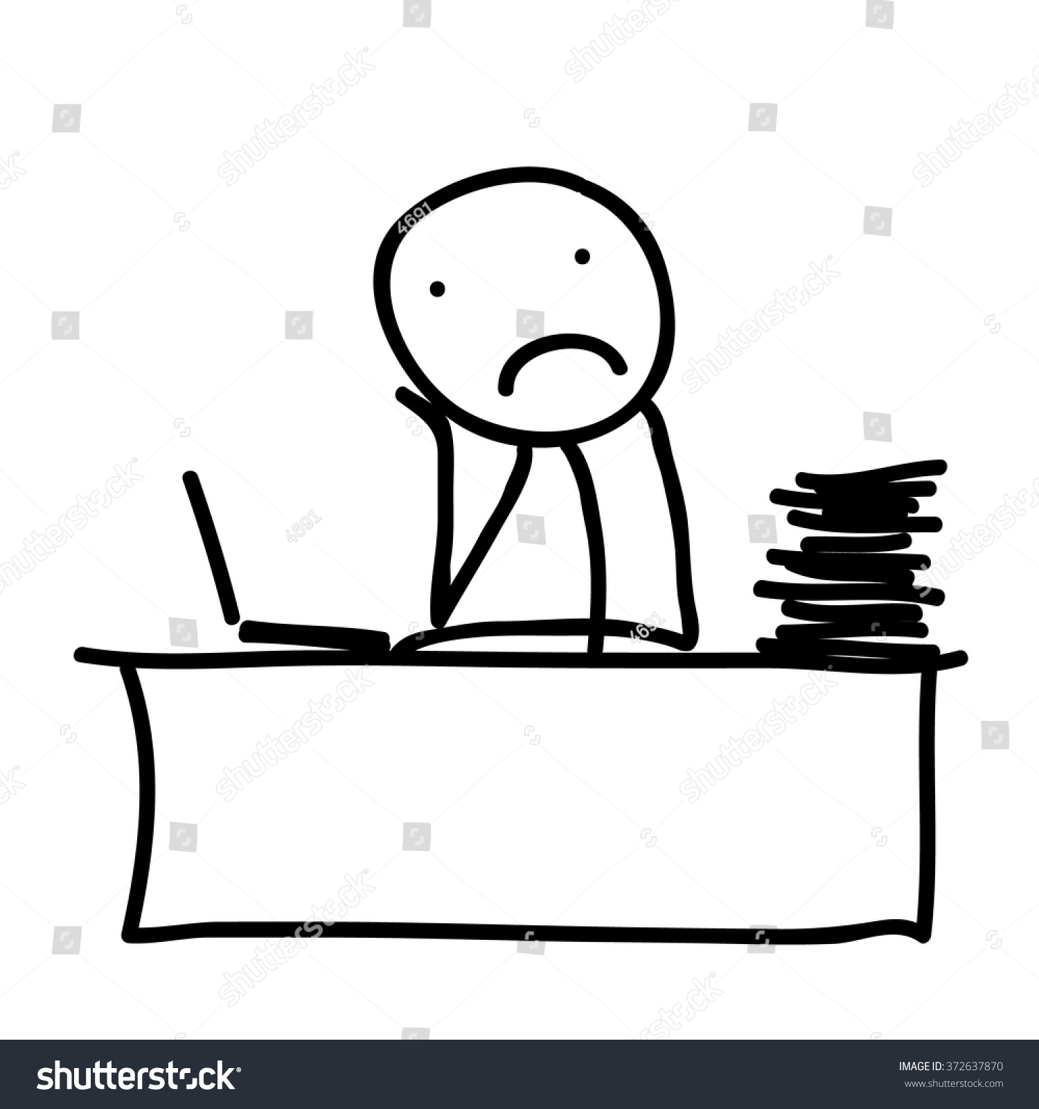 Boring Stick Man Work Vector Eps 10 Stock Vector (Royalty Free ...