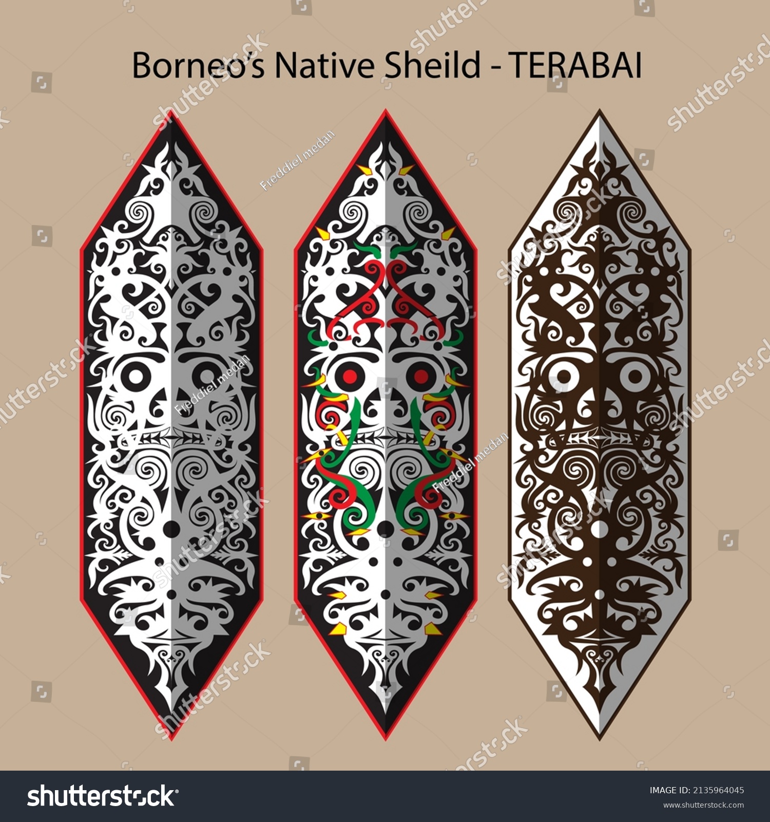 Borneos Native Shield Terabai Stock Vector (Royalty Free) 2135964045 ...