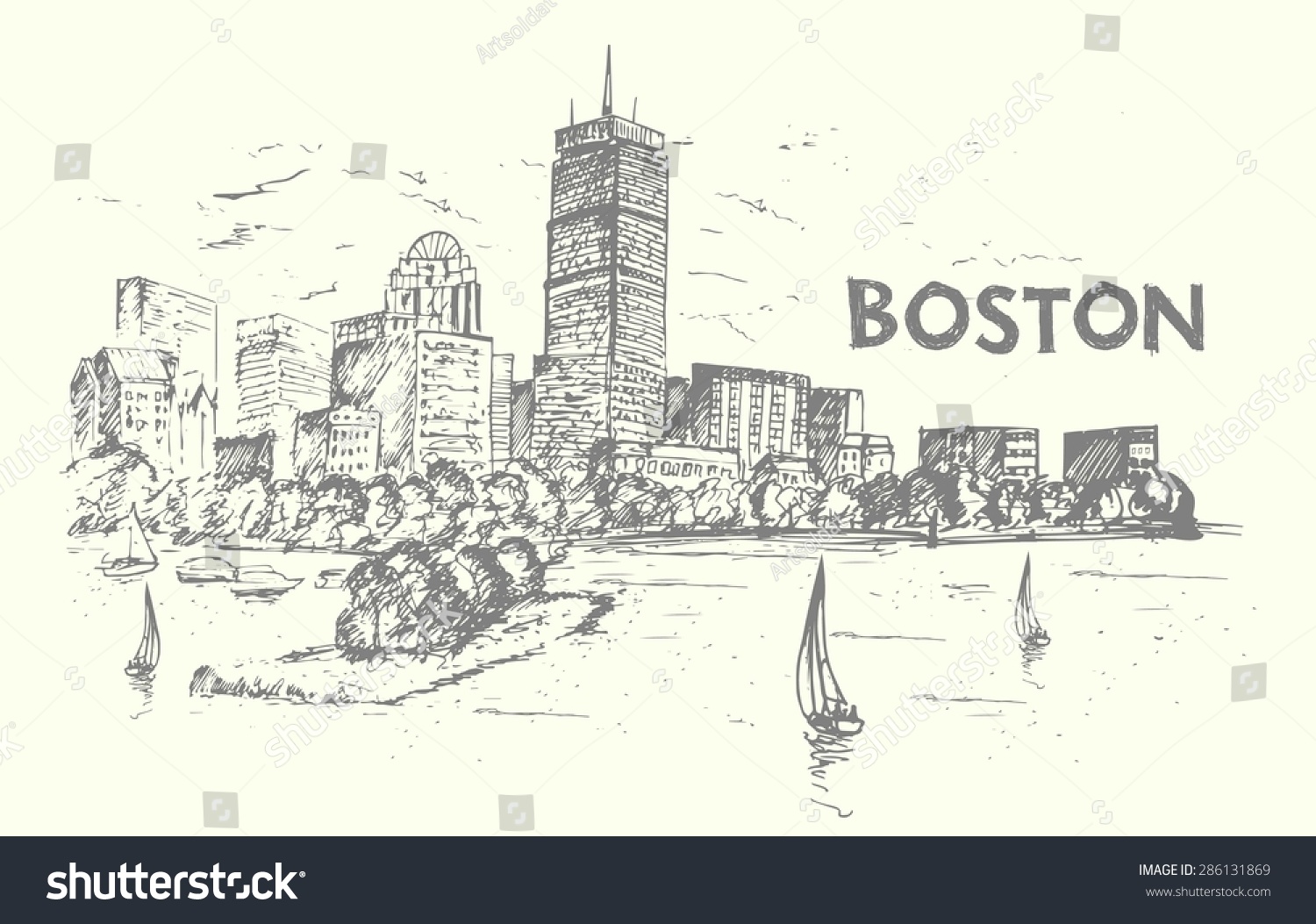 Boston Hand Drawn Style Stock Vector (Royalty Free) 286131869