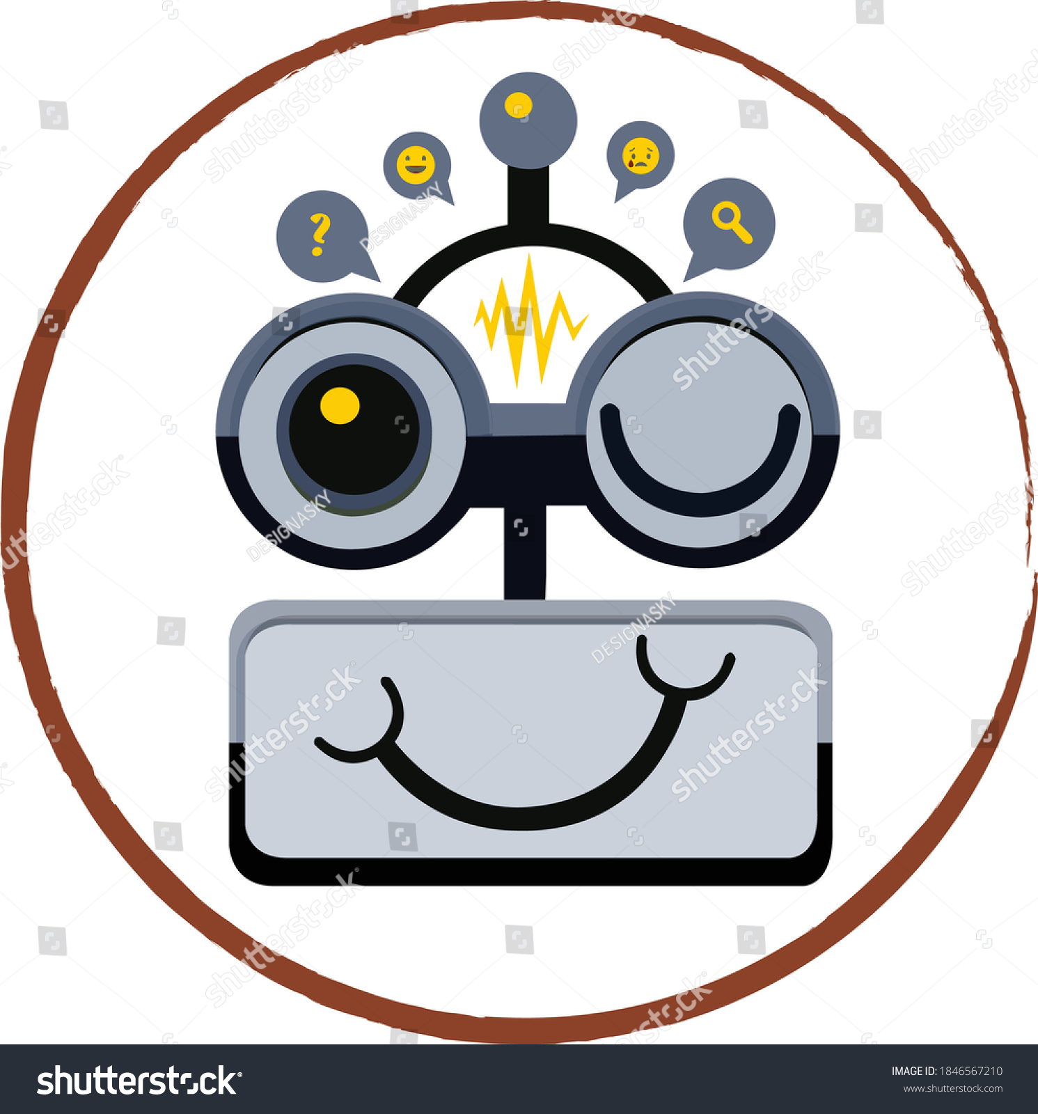 Bot Round Logo Some Icons Stock Vector (Royalty Free) 1846567210 ...