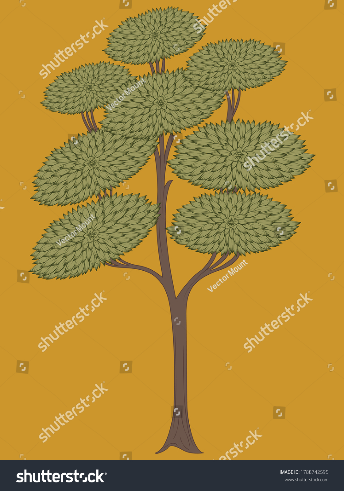 Botanical Miniature Tree Vector Art: vetor stock (livre de direitos ...