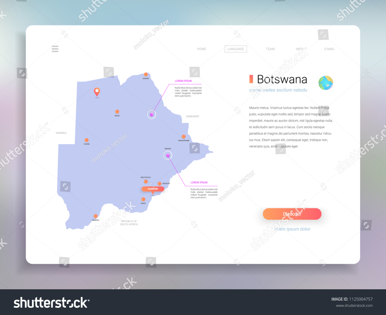 Botswana Map Infographics Vector Template Cities : image vectorielle de ...