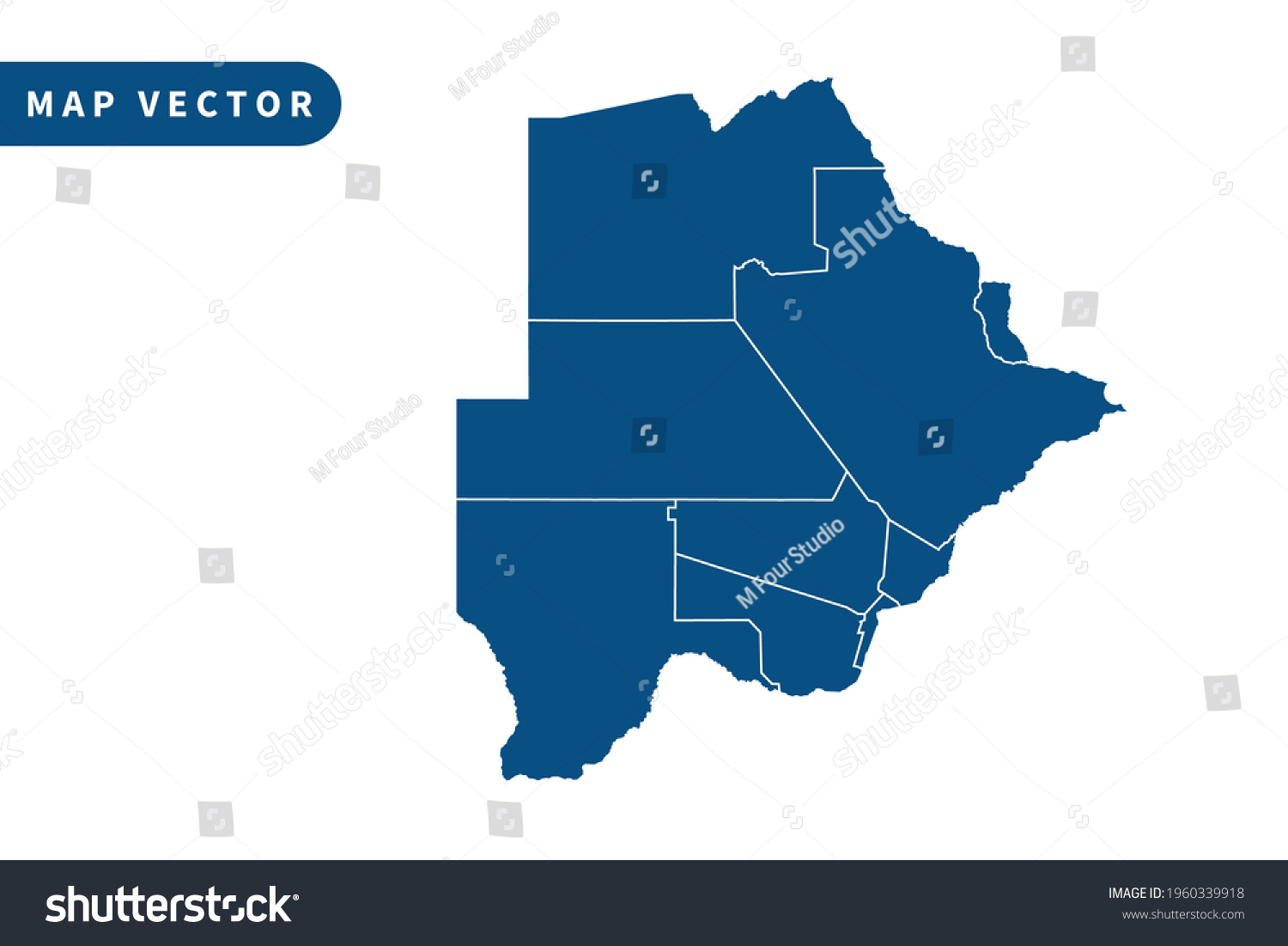 Botswana Map Vector Blue Color On Stock Vector (Royalty Free ...